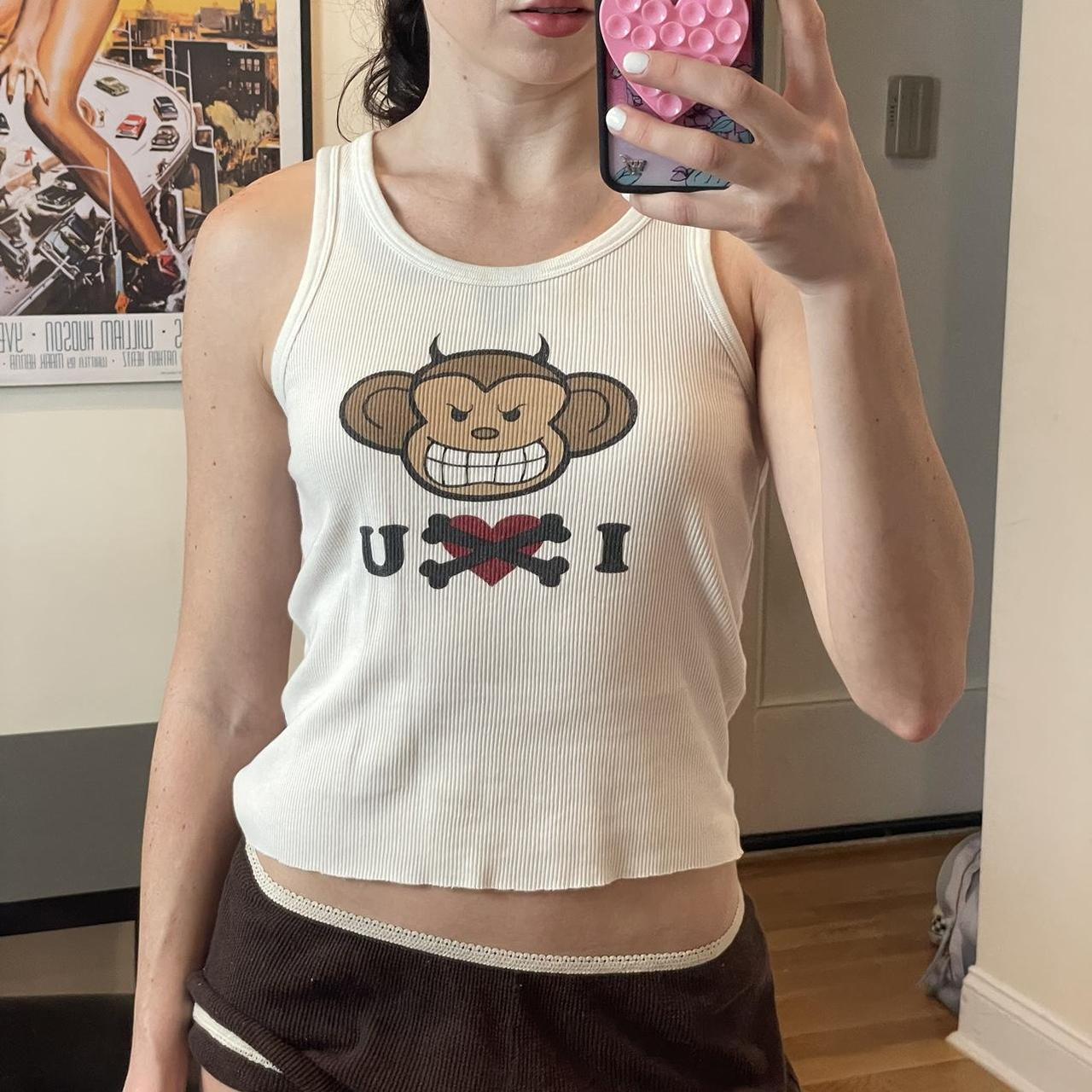 Y2k evil monkey tank top. Small stain seen in the... - Depop