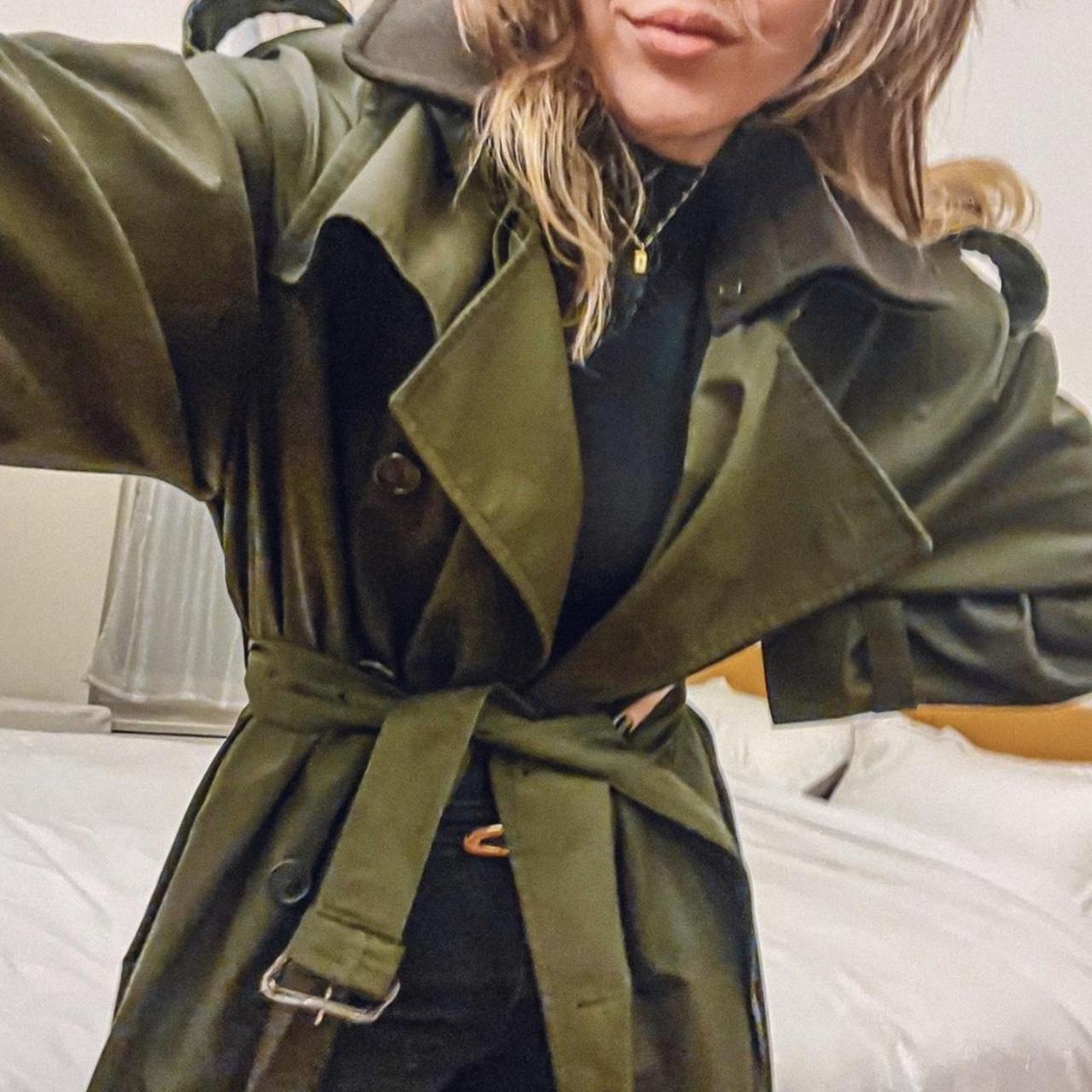 Vintage Austin Reed Green Trench Coat 40R In... - Depop