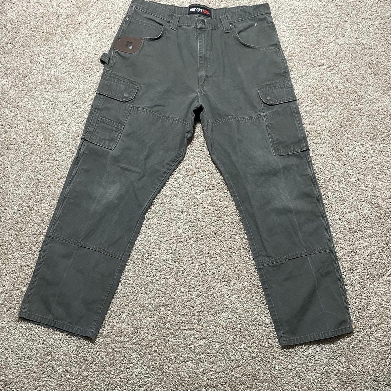 Green Wrangler Riggs Workwear Cargo Pants Size 38x32... - Depop