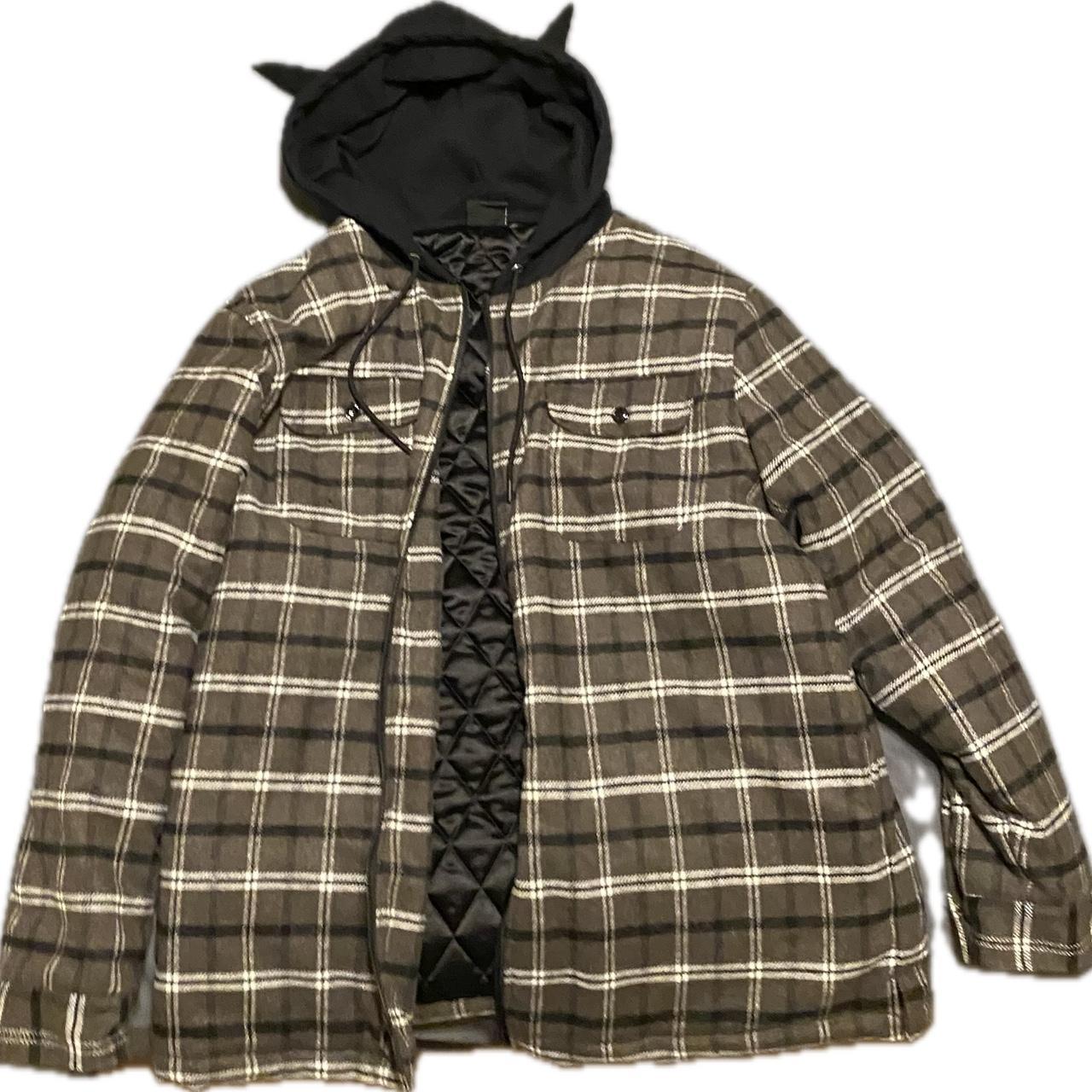 Skinhead devil horn hooded flannel super warm... - Depop