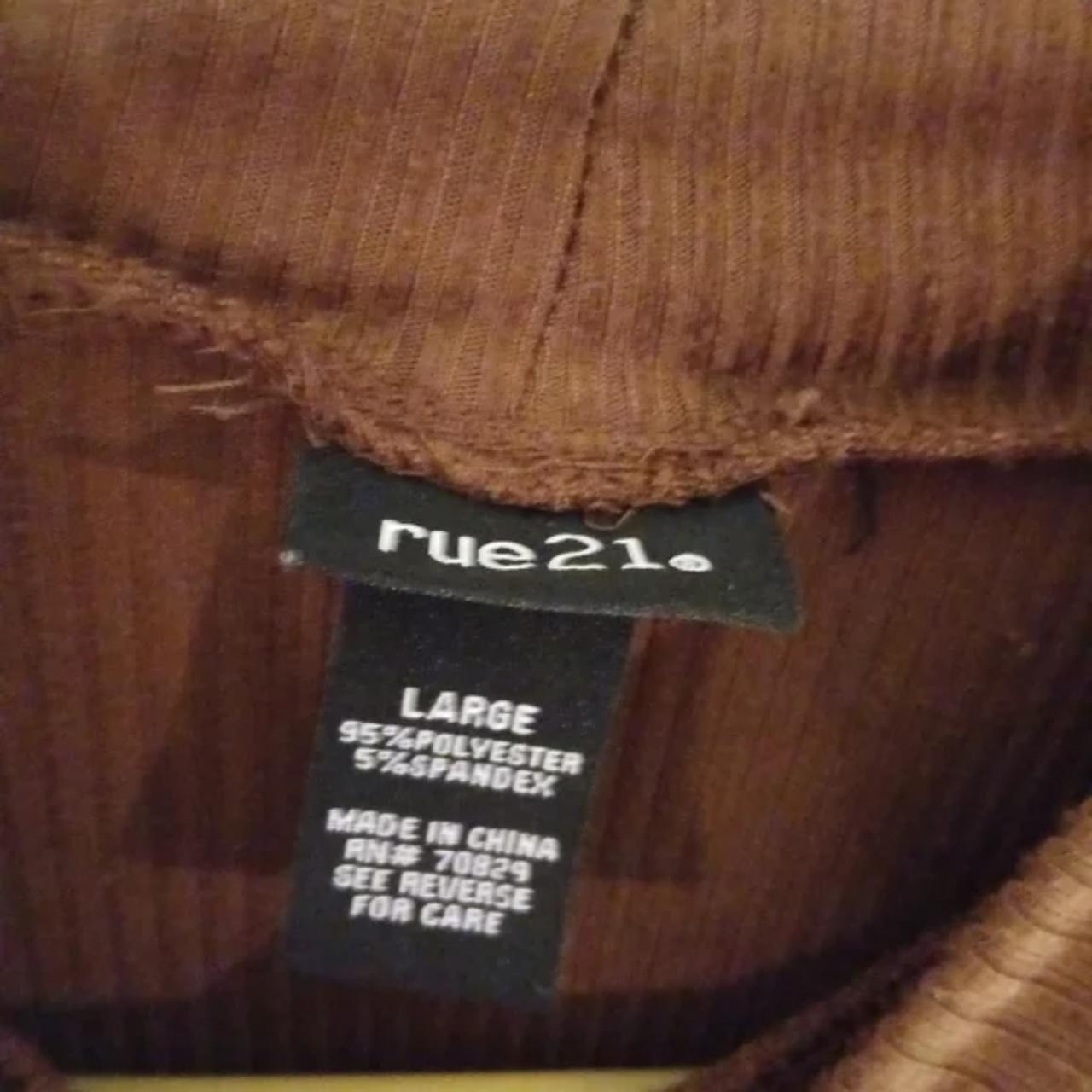RUE 21 WOMEN'S SIZE LARGE LONG SLEEVE BROWN TOP - Depop