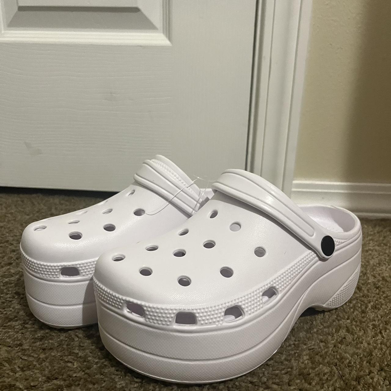 White Platform Crocs - Depop