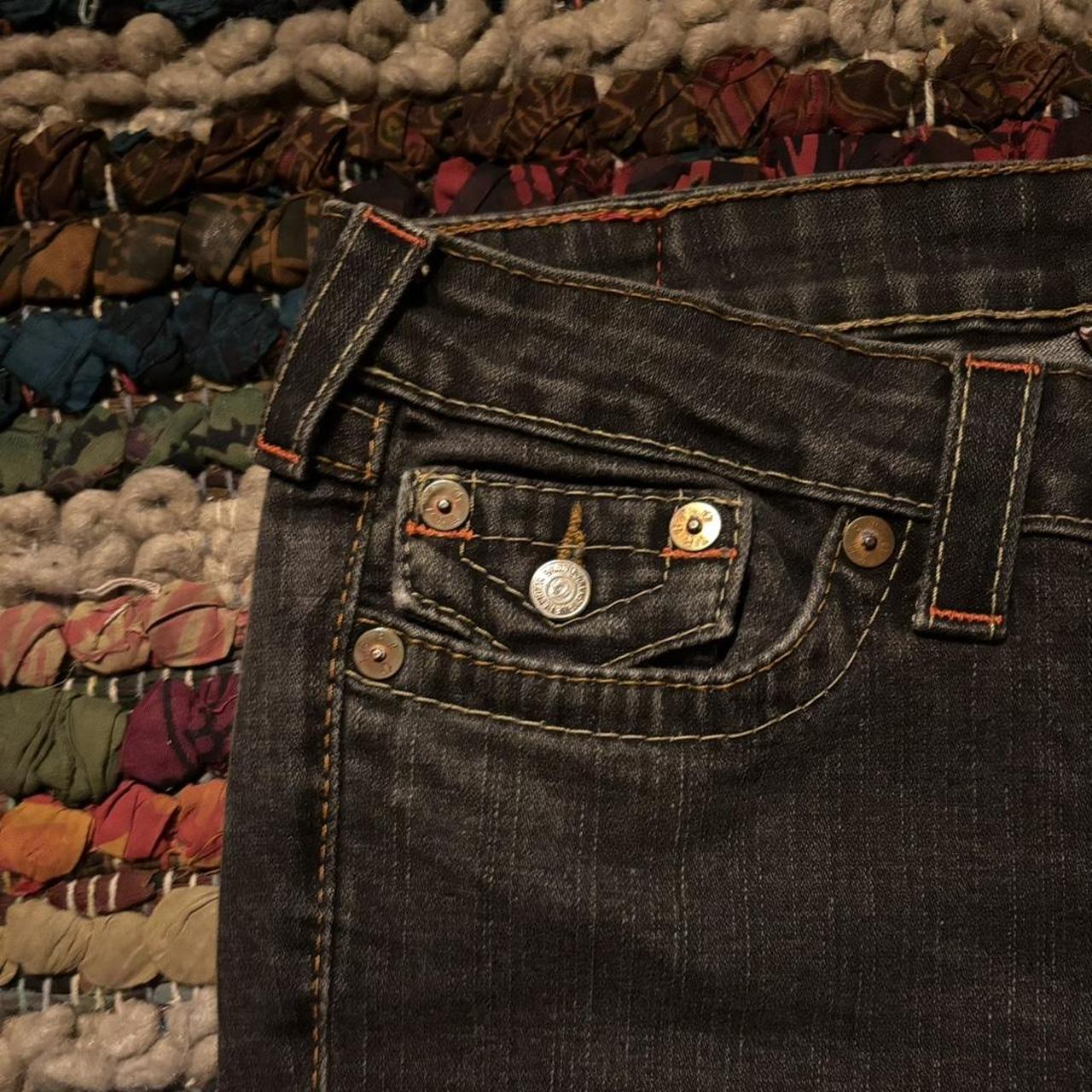 True Religion black jeans with unique stitching | Depop