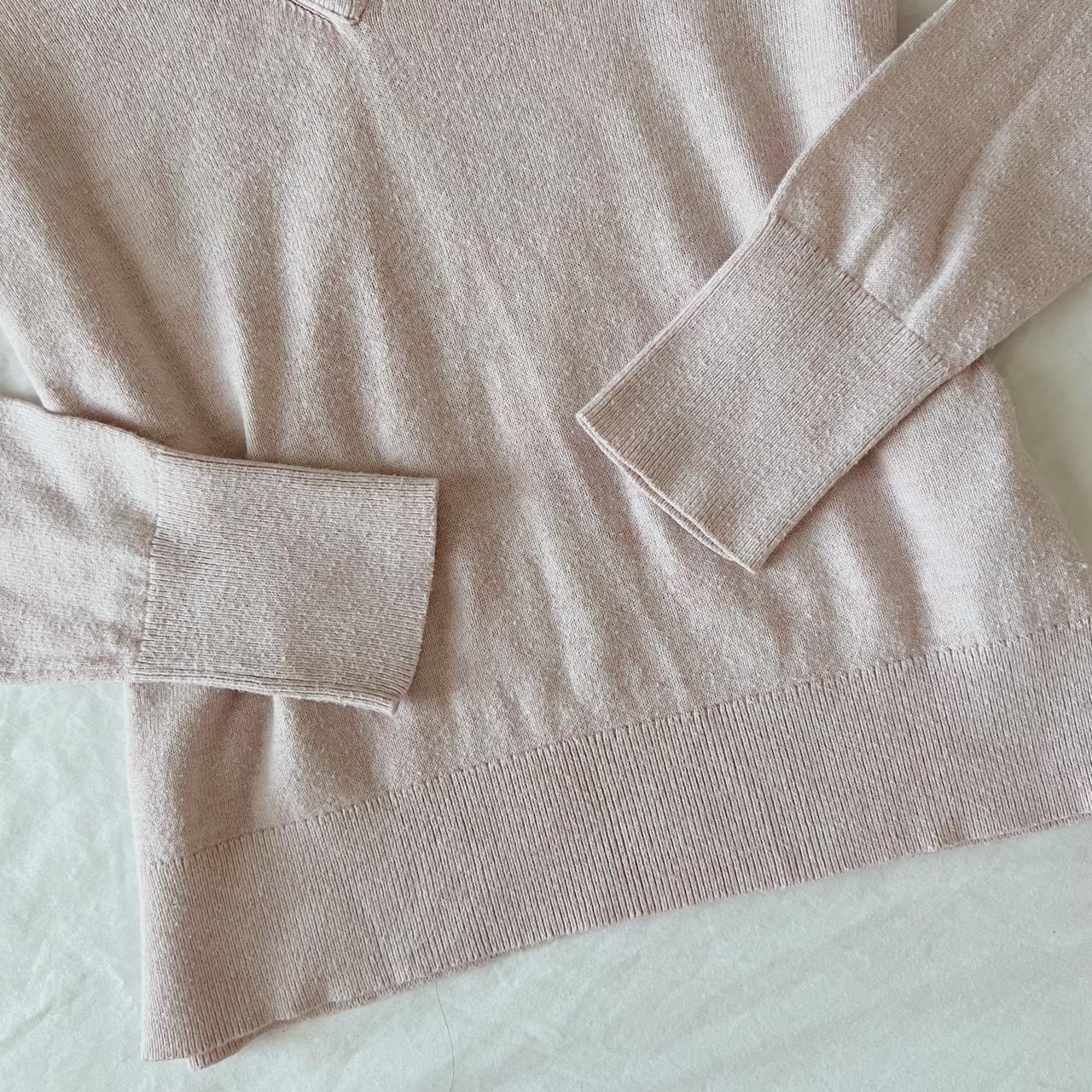 Baby pink Abercrombie v neck sweater with silver... - Depop