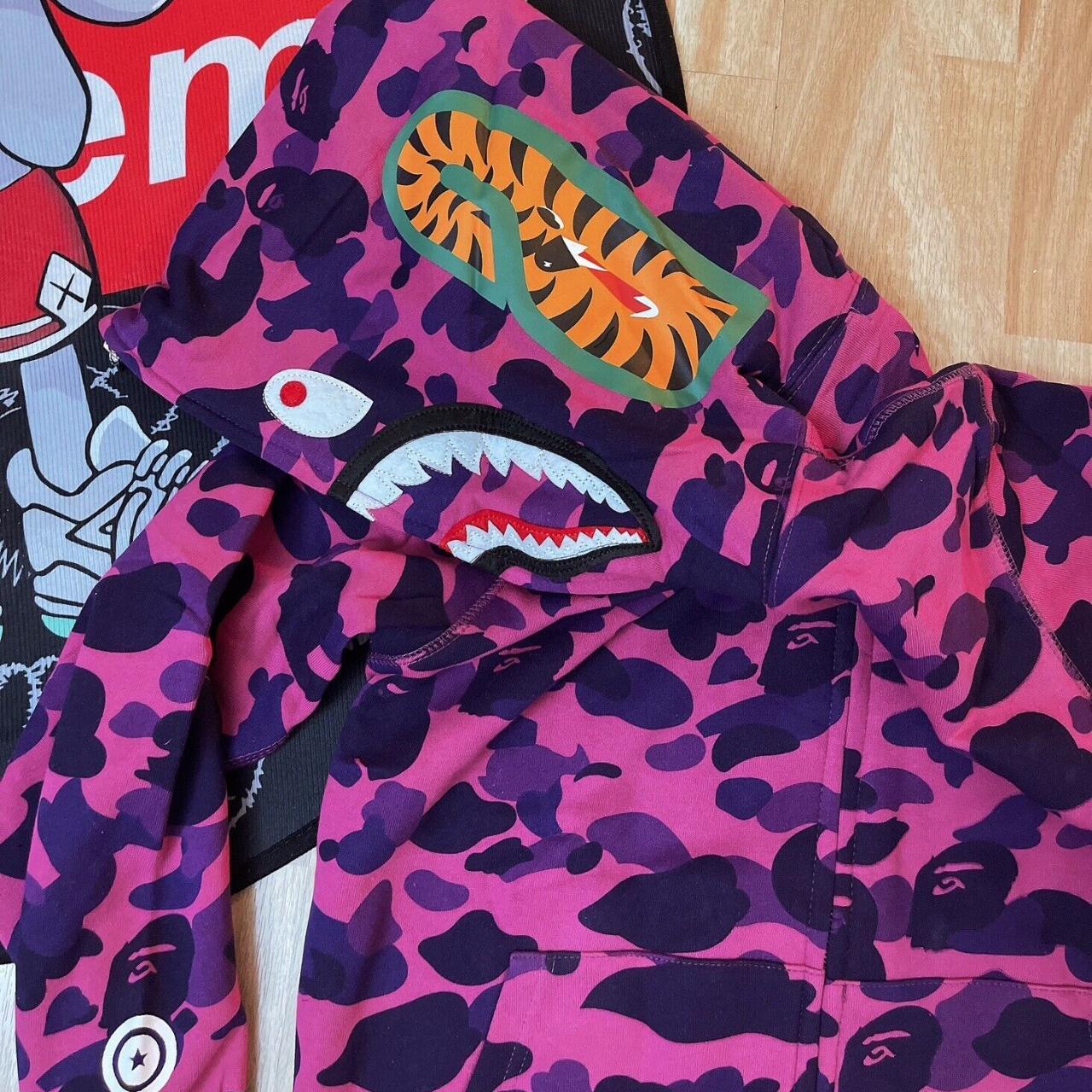 A Bathing Ape BAPE Dark purple Camo Shark Full Zip... - Depop
