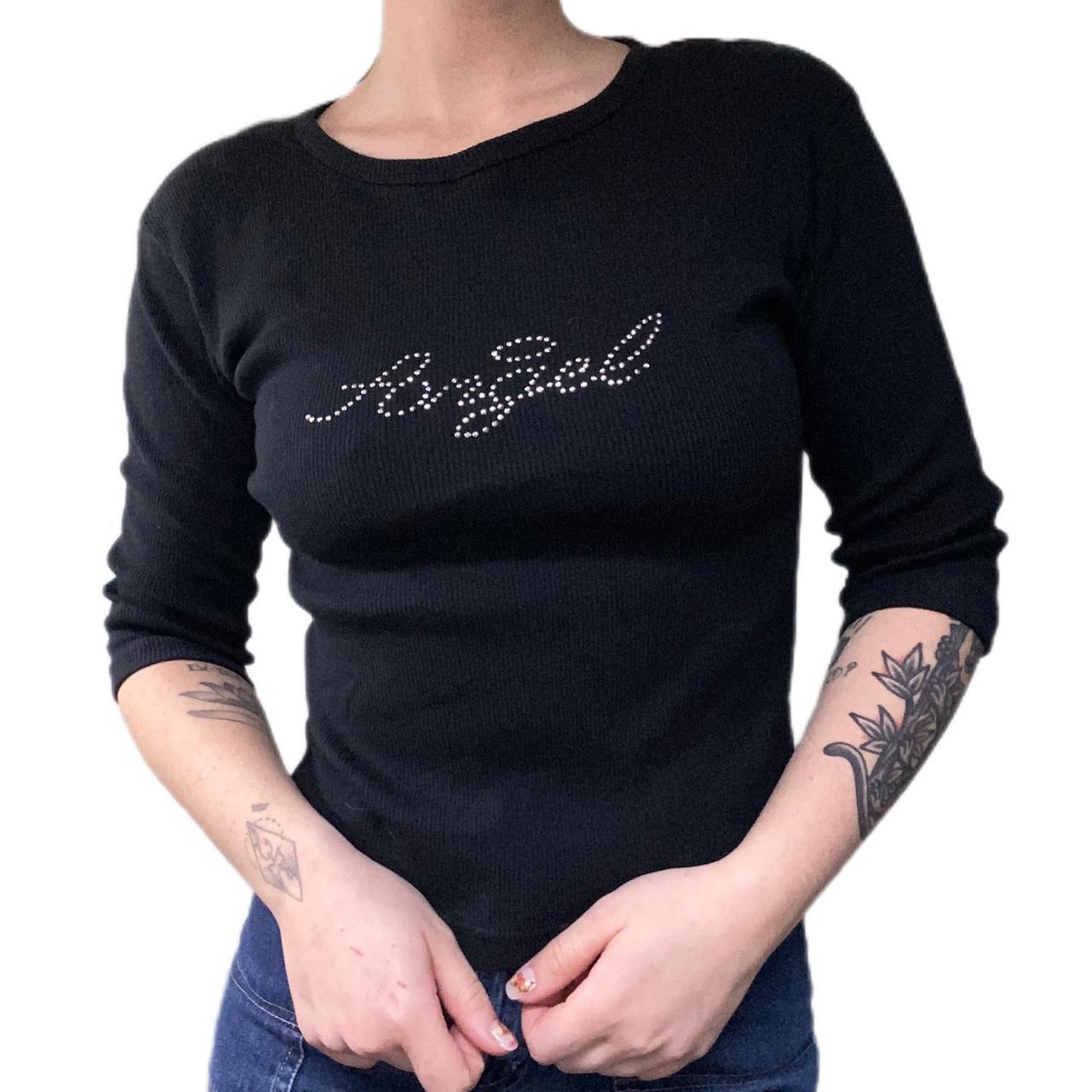 Adorable vintage Y2K rhinestone “angel” 3/4 length... - Depop