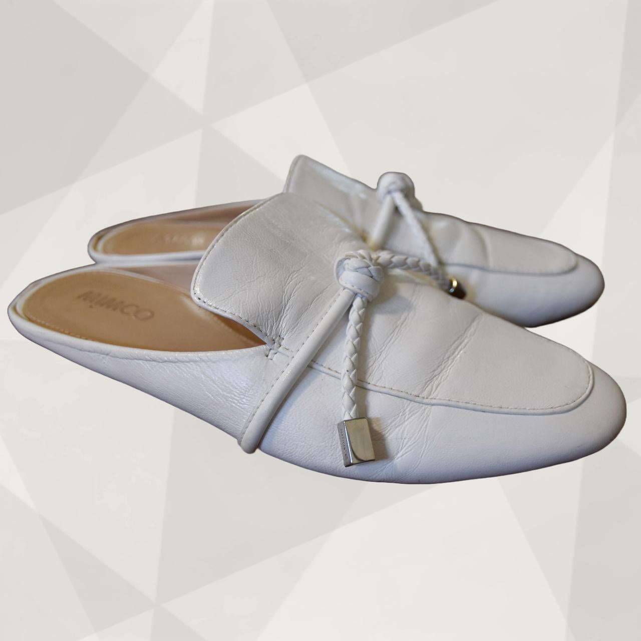 MIMCO slides white with pleated leather detail and... - Depop
