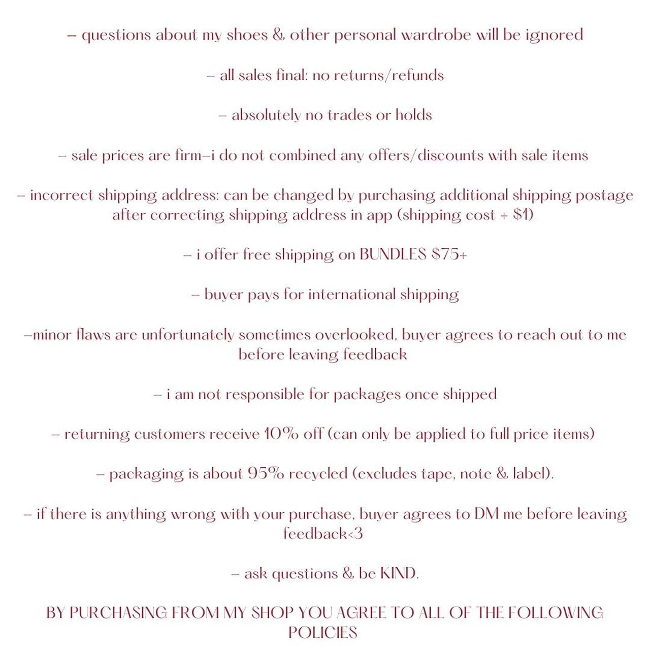 **swipe left to see list of shop policies** updated... - Depop