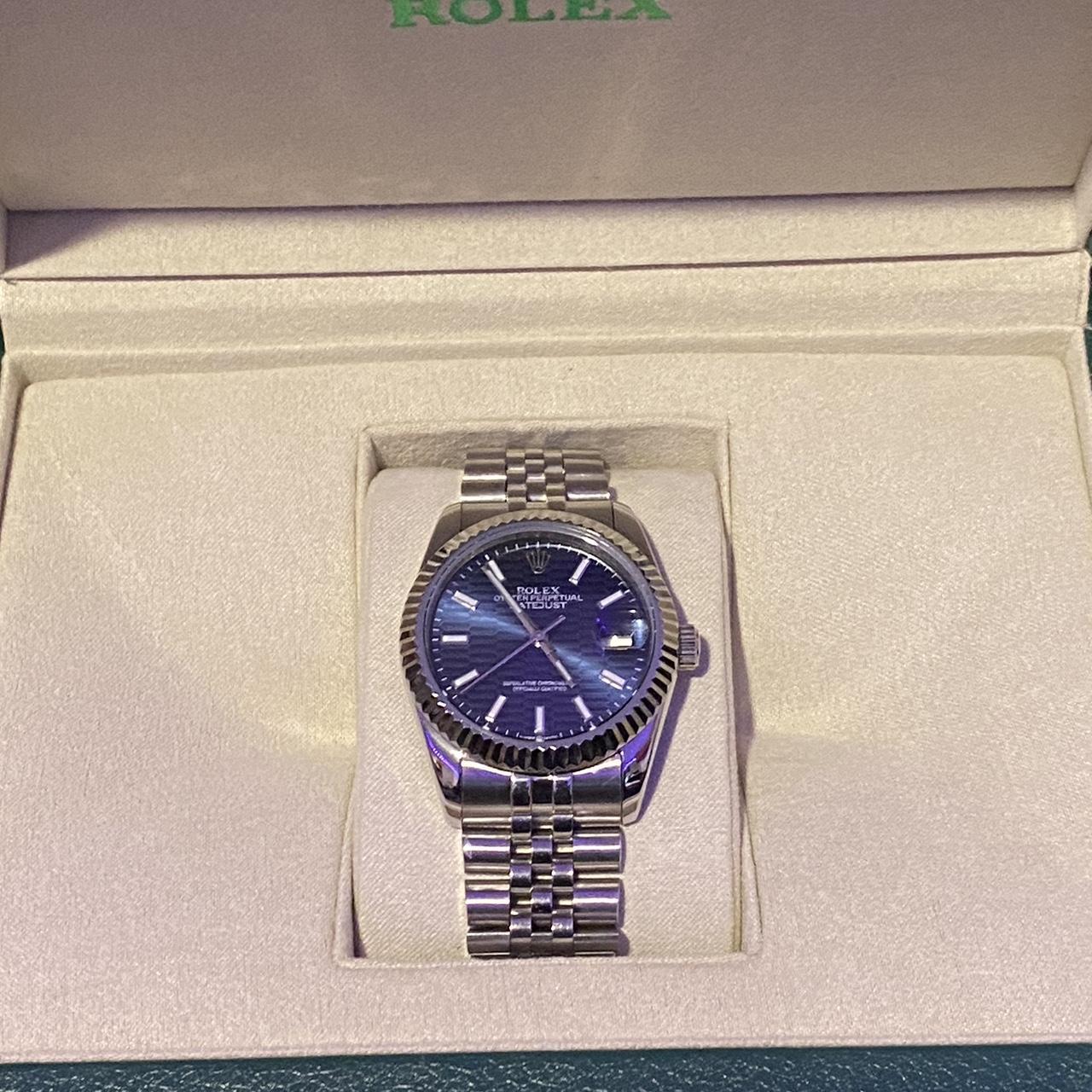 Rolex Blue Pattern Dial Datejust Automatic With... - Depop