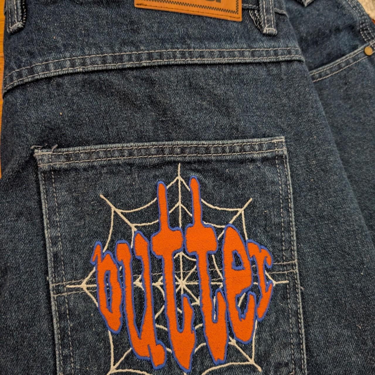 Butter Goods Spider Web denim jorts sz 36 Excellent... | Depop