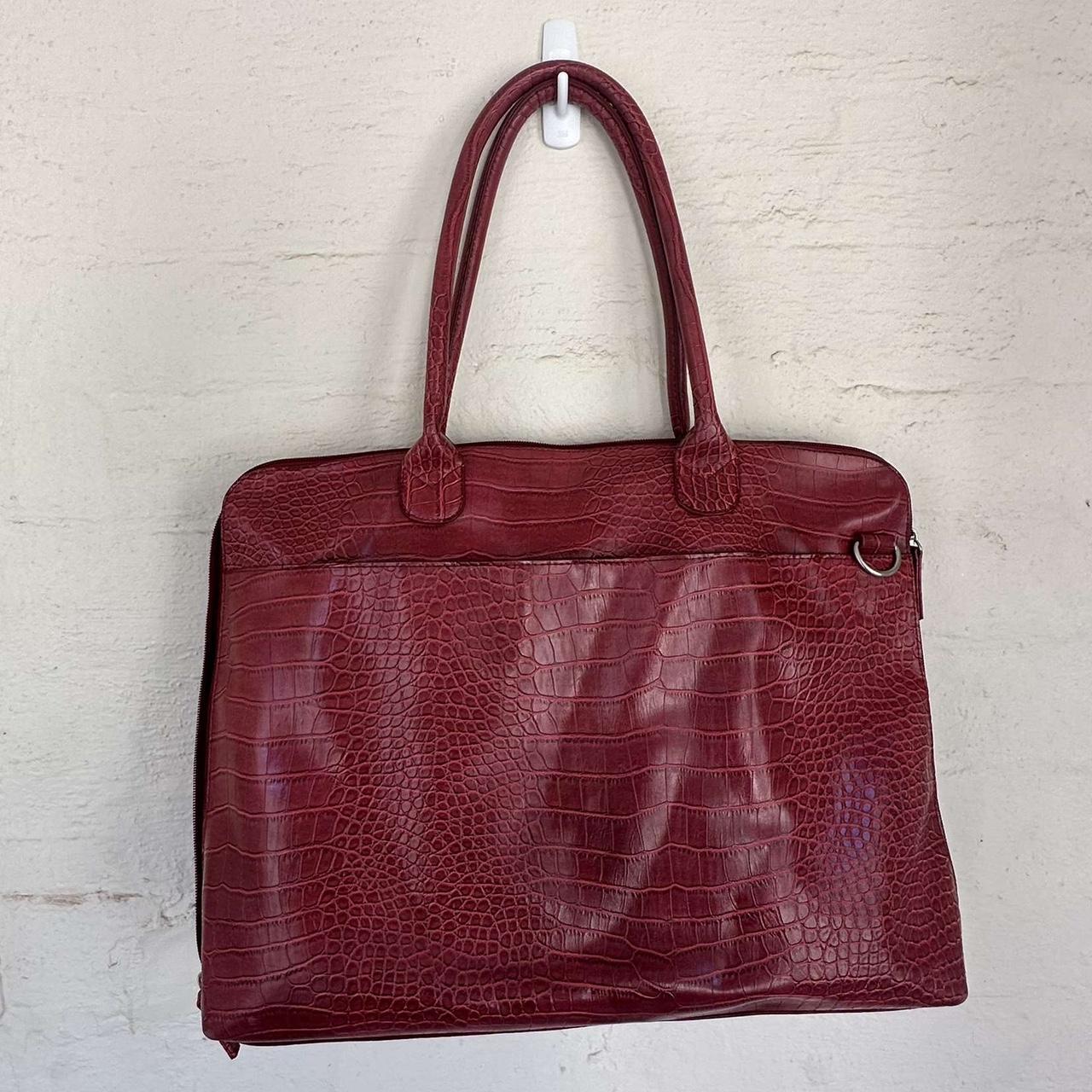red snakeskin bag good for laptop or larger files | Depop