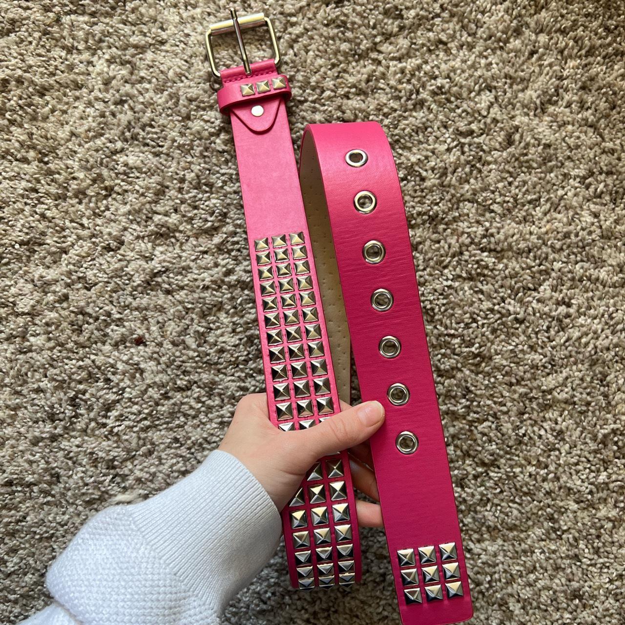 pink studded belt one size - Depop