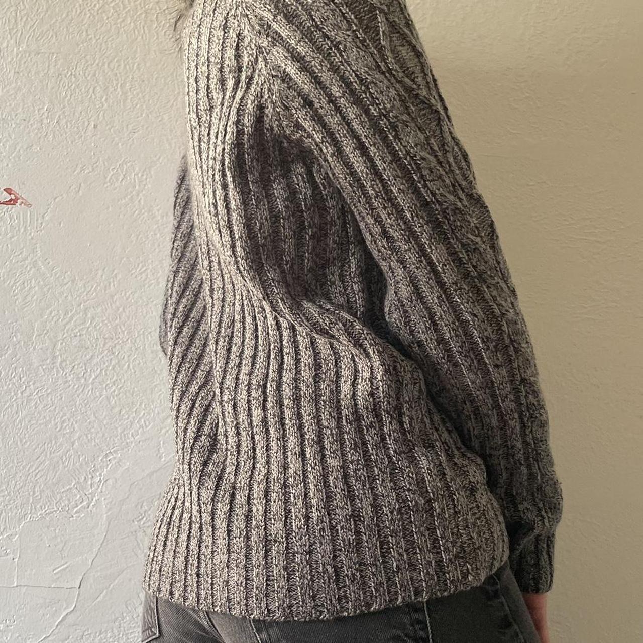 Grey Ribbed Sweater Longsleeve grey knit zip up... - Depop