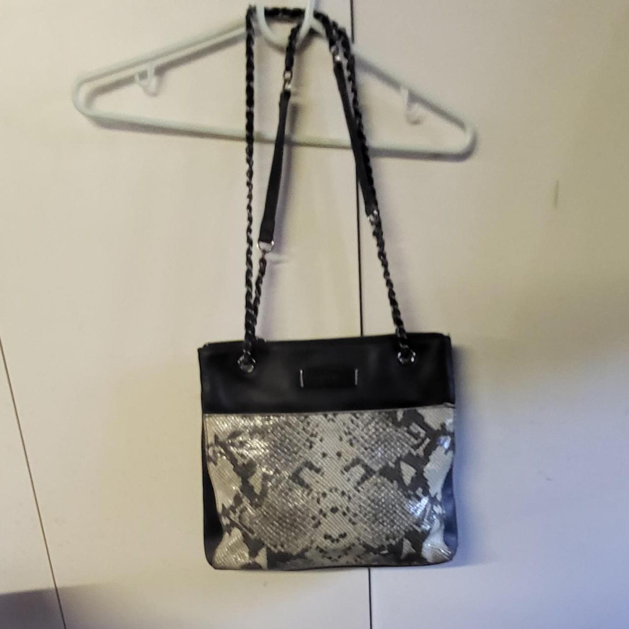 Black and faux snake skin hand bag Dkny. - Depop