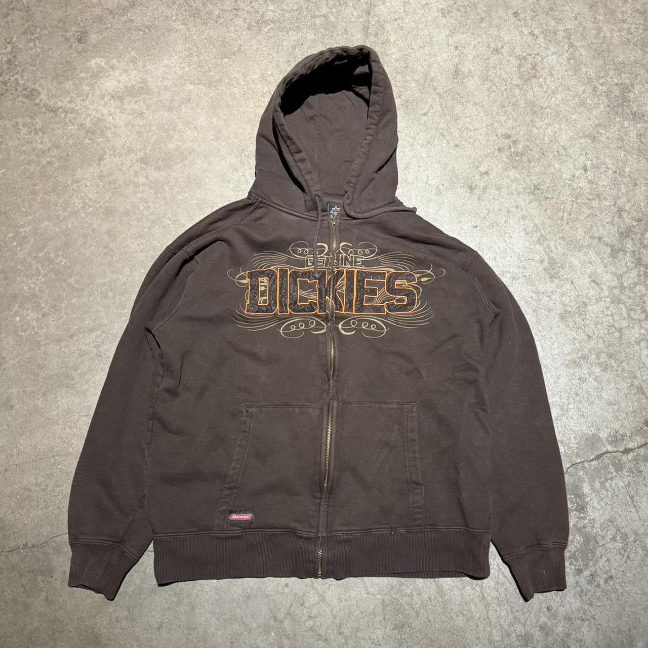 Vintage Dickies Brown y2k faded zip up Size M men - Depop