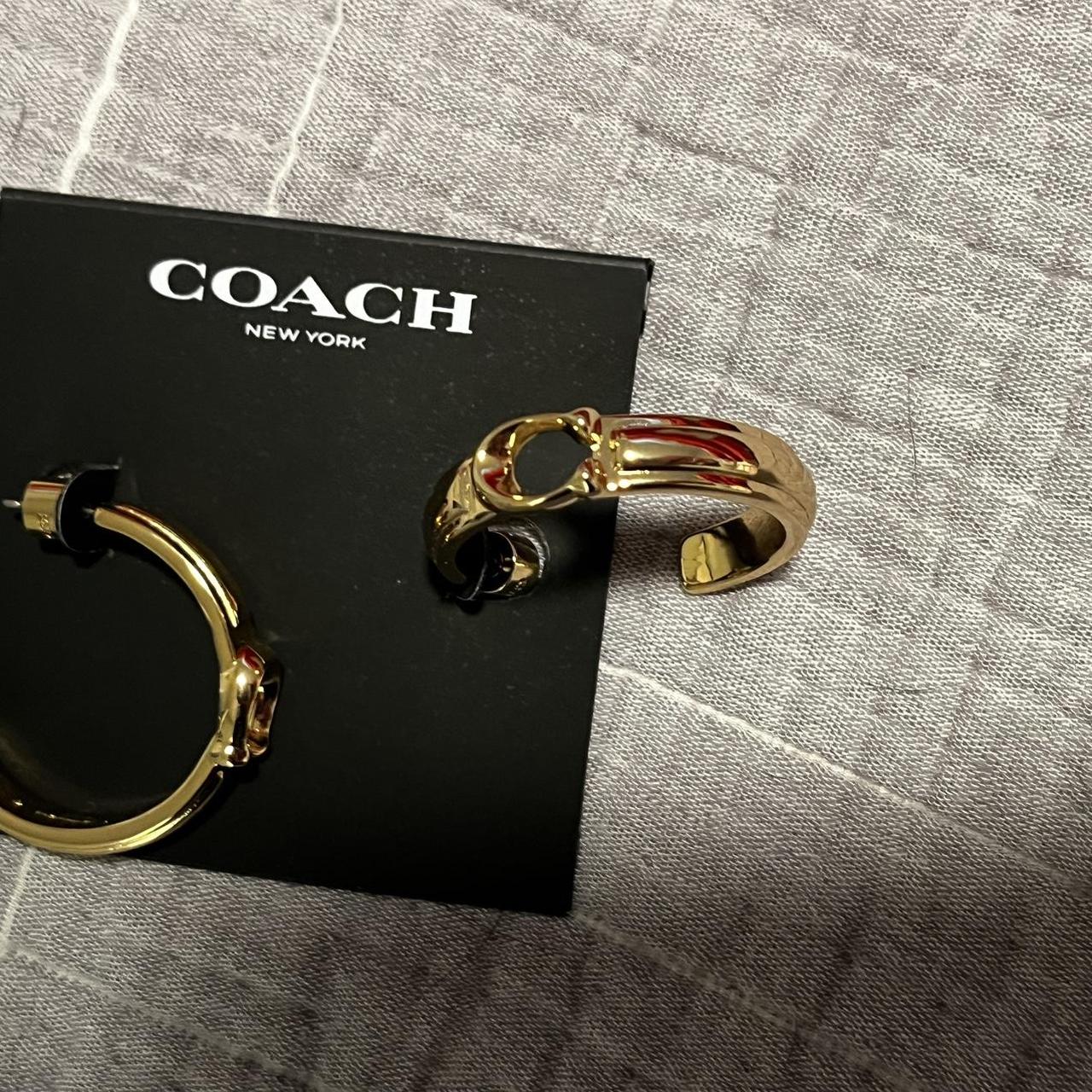 Gold Coach Hoop Earrings - Depop