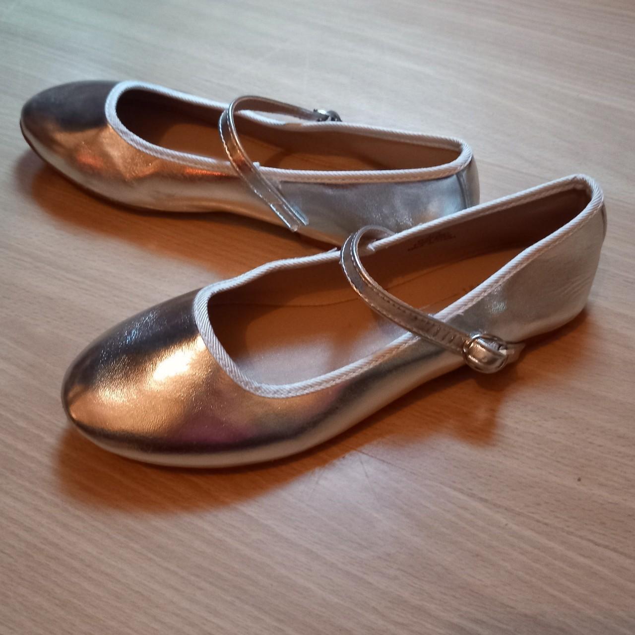 Stunning silver ballet flats/mary janes from Office!... - Depop