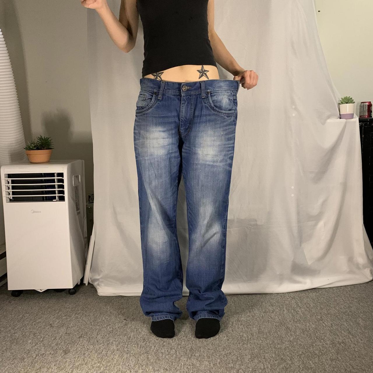 Repop ⛥ 2000s baggy jeans light wash lose fit... - Depop