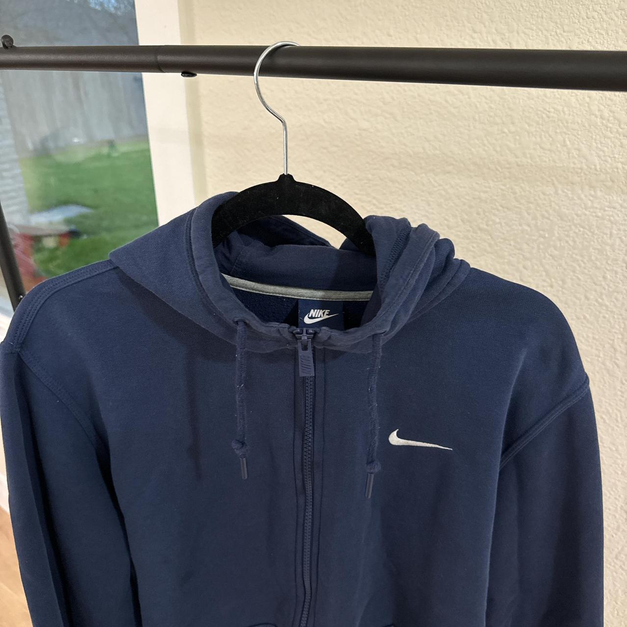 Nike navy blue zip up hoodie, perfect for gym Men’s... | Depop