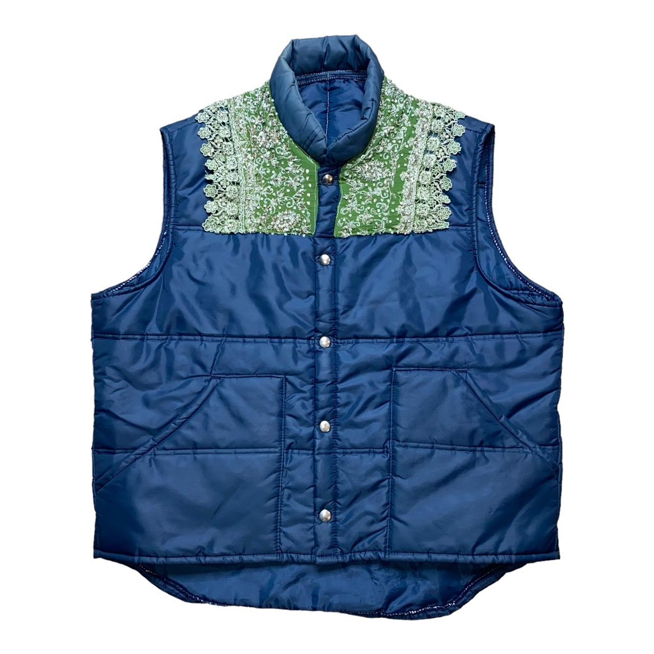 Hand embroidered custom puffer vest, reworked one of... - Depop