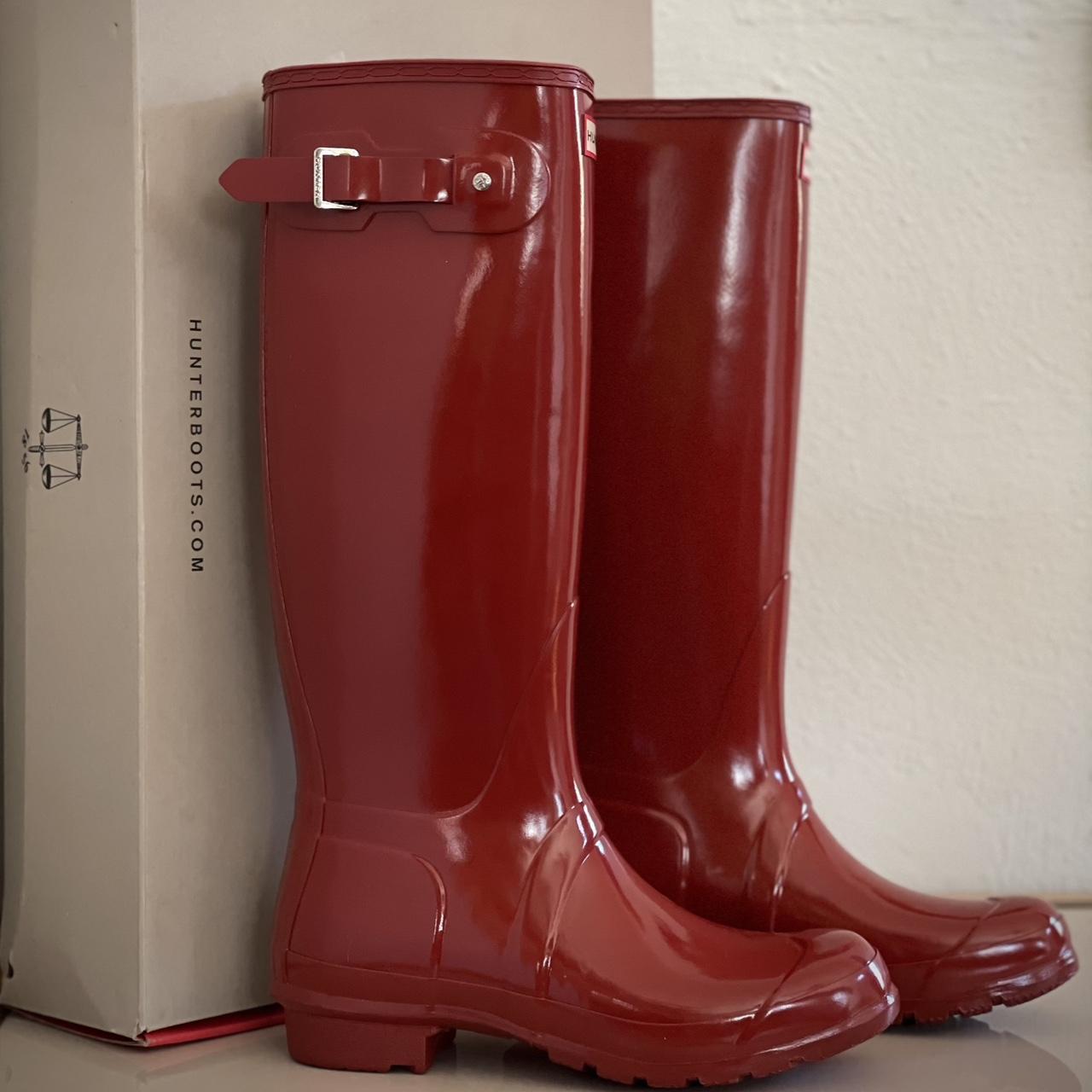 HUNTER - - Glossy Red Original Tall Wellies Ships... - Depop