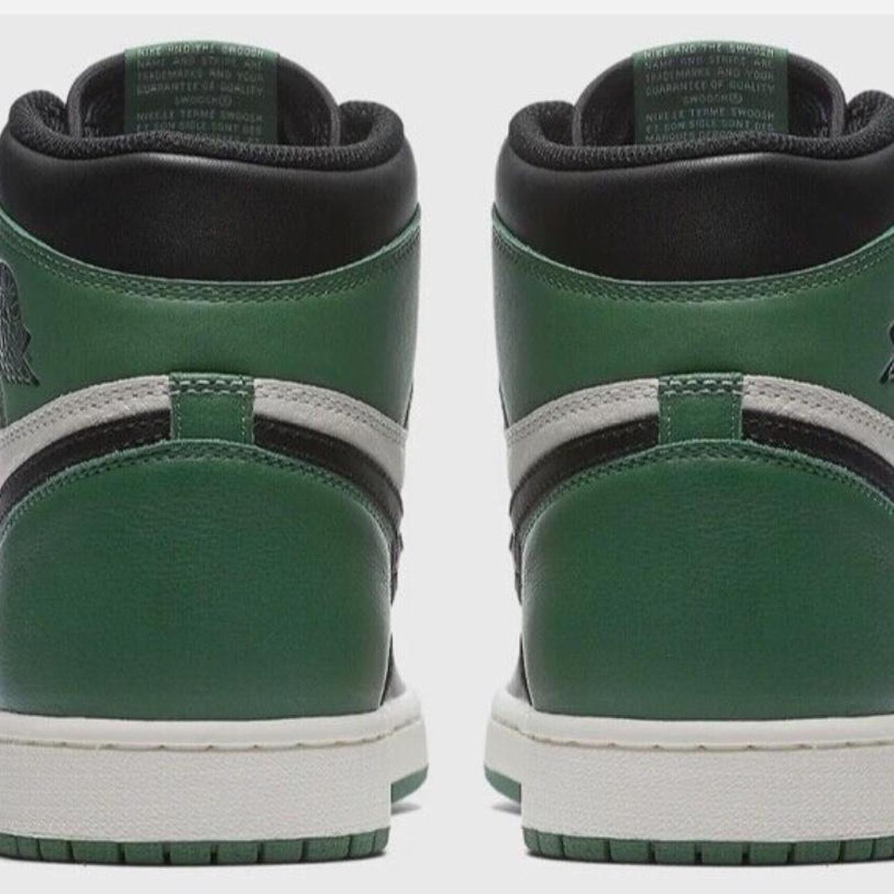Nike Air Jordan Retro 1 High OG Pine Green Black Toe... - Depop
