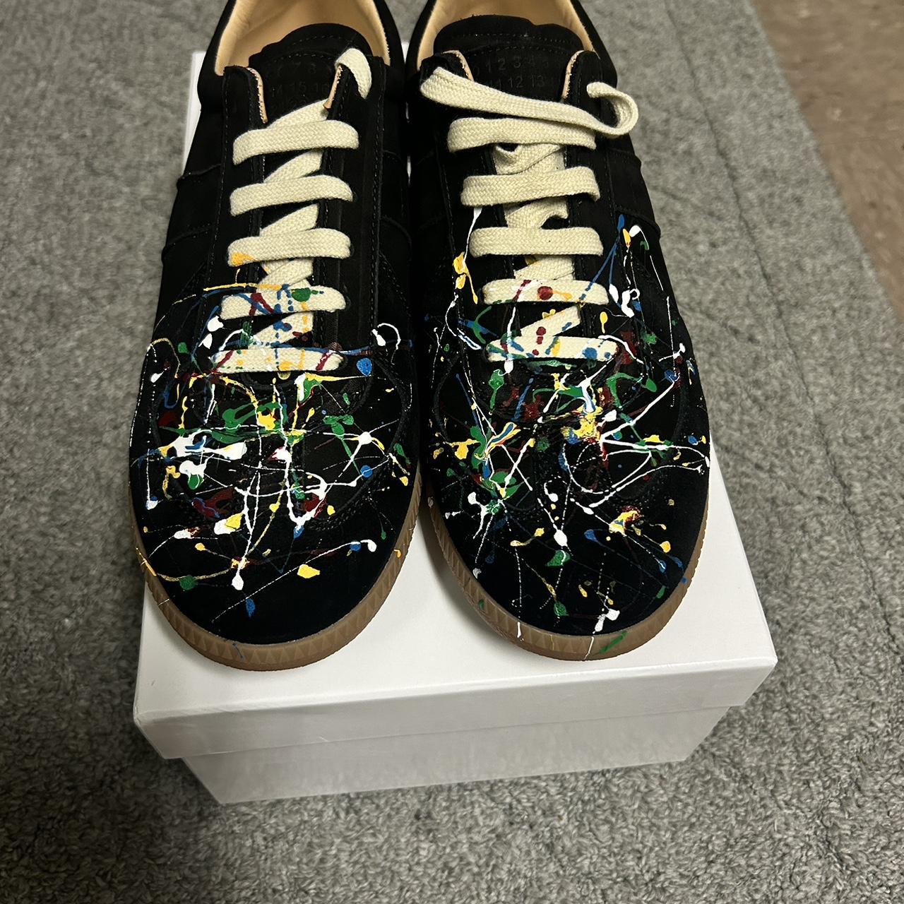 Maison margiela gats black paint splatter eu 43/size... - Depop