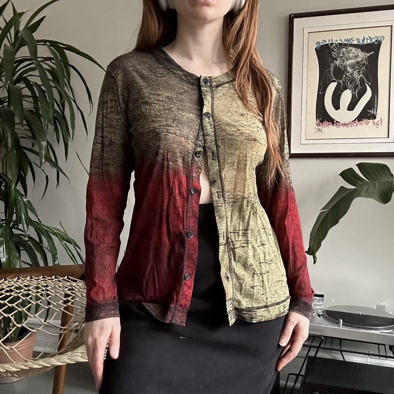 2000s mesh long sleeve - Depop