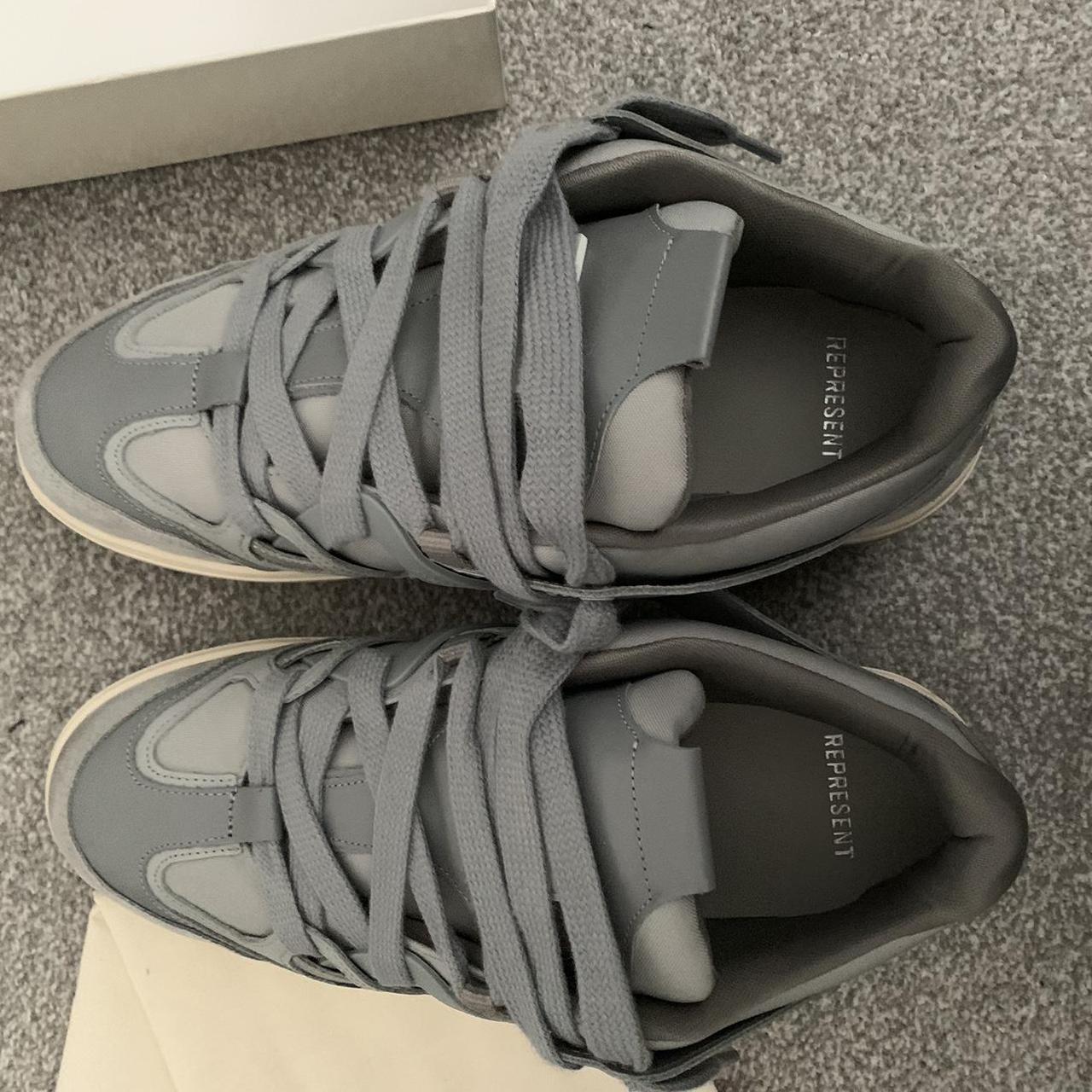 Represent grey Bully trainers. Size 11. Worn once... - Depop