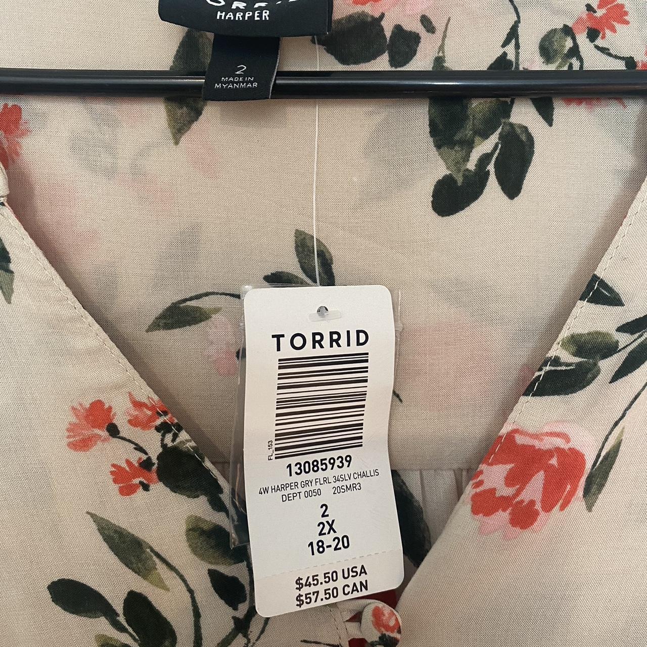Torrid Floral 3/4 Sleeve Blouse 2x *brand new* - Depop