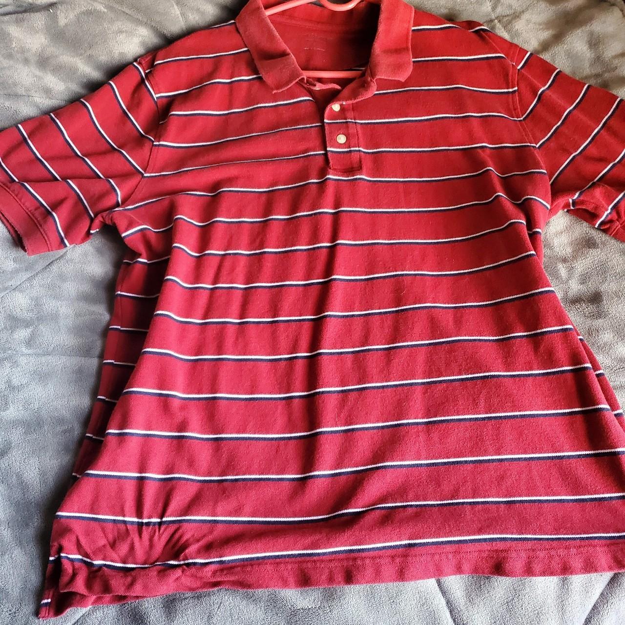 Red striped polo - Depop