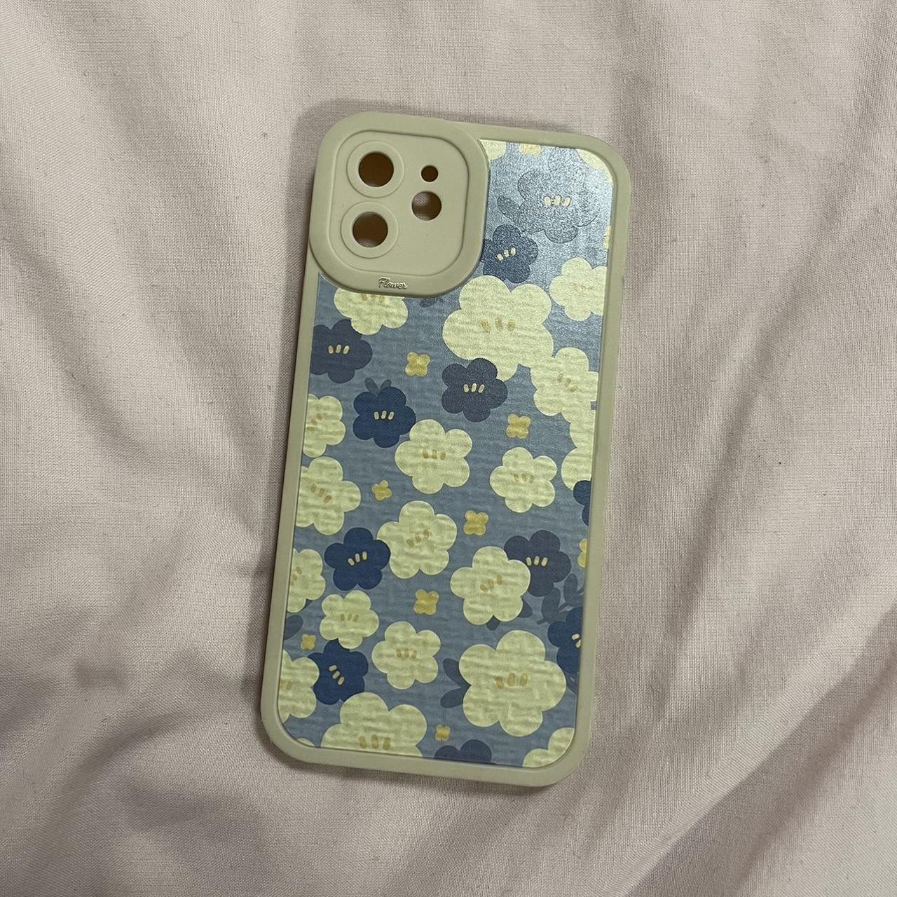 cute cream and purple flower phone case for iphone... - Depop