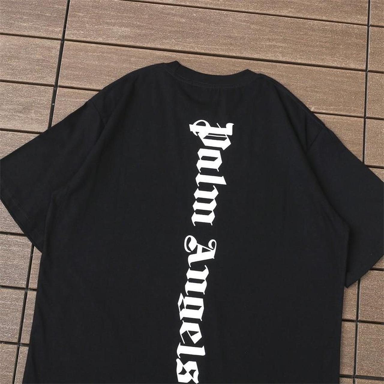 Palm angels black back logo tee size M This tee is... - Depop