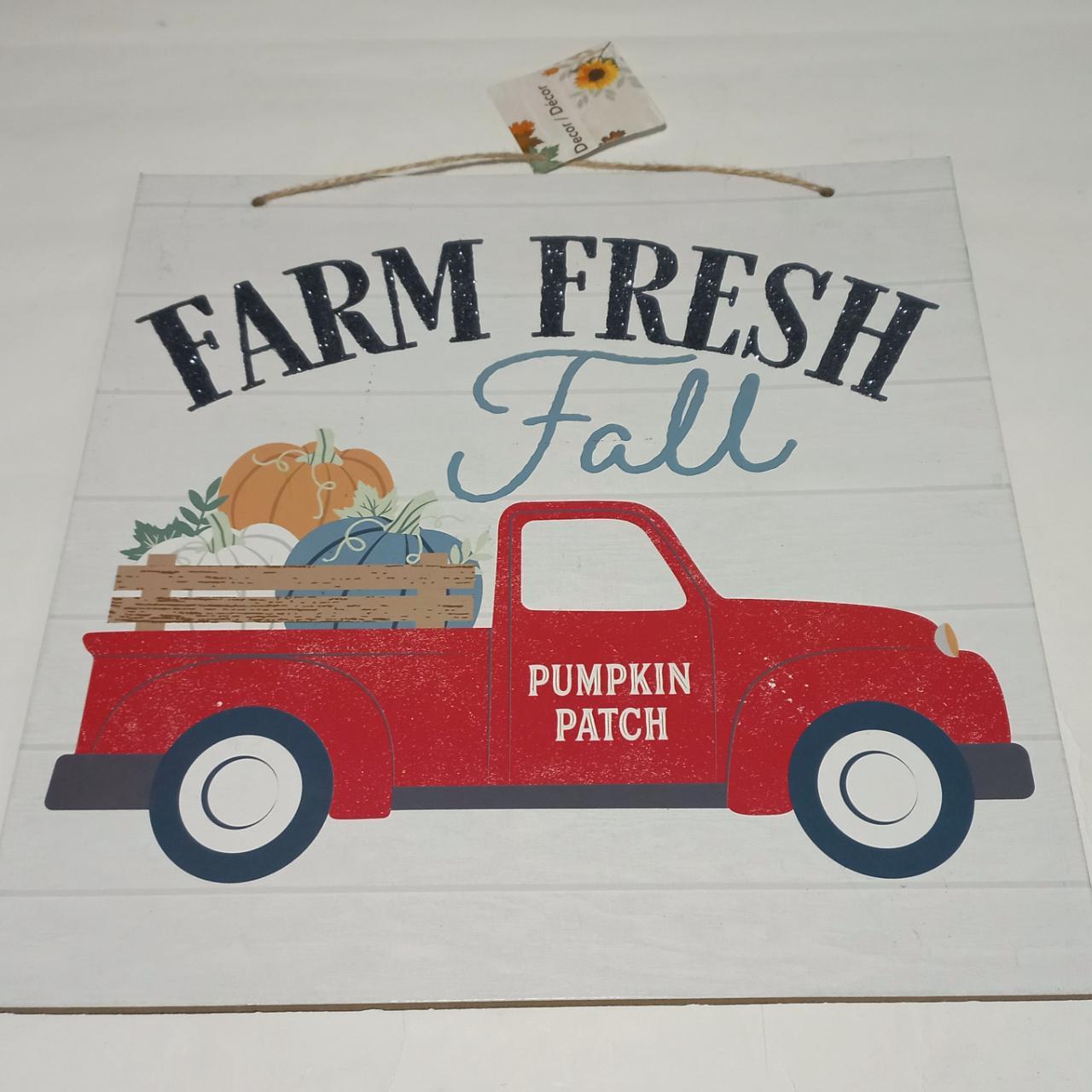 New Farm Fresh Fall Pumpkin Patch Red Truck Decor... - Depop