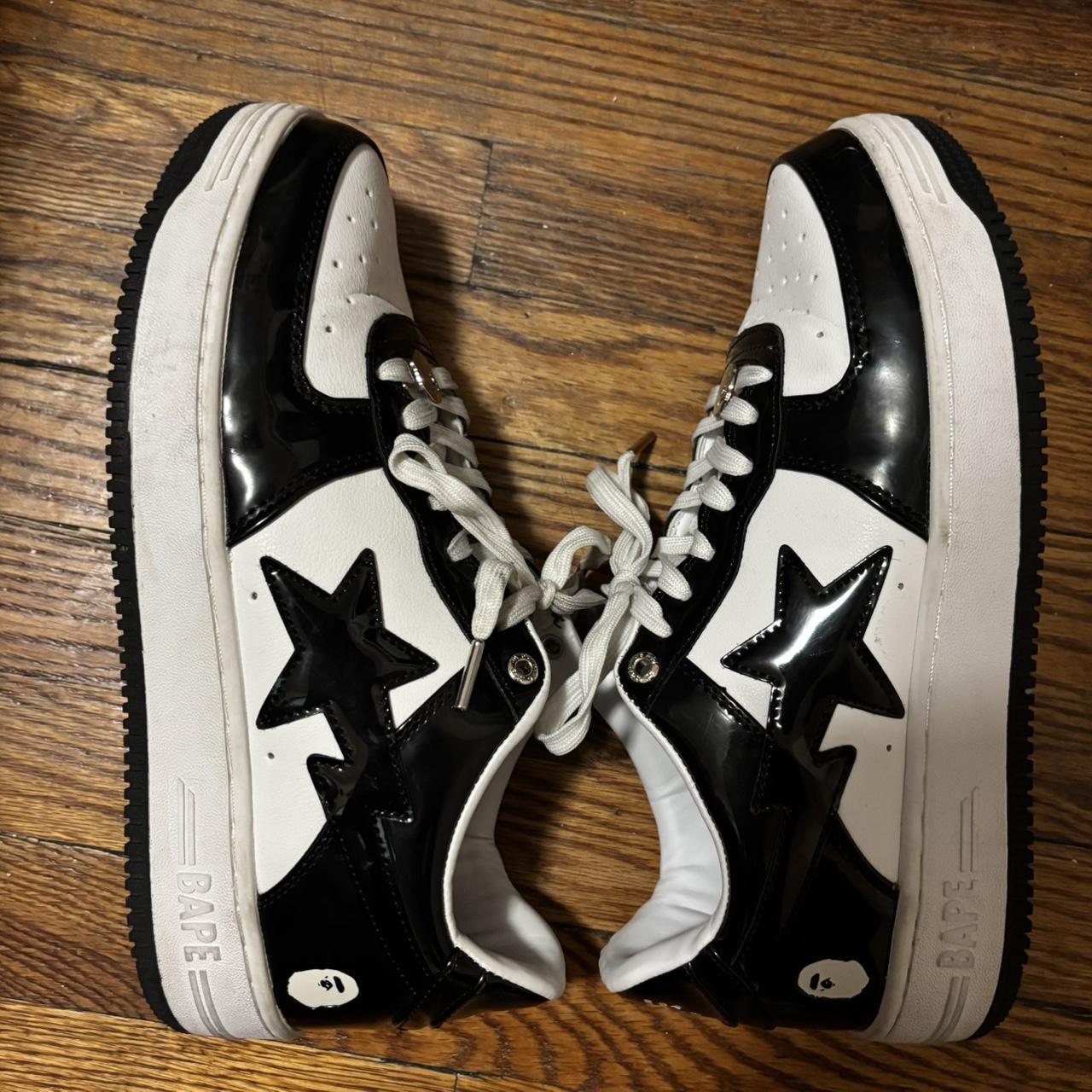 Black and white BAPE Star low sneakers no box can... - Depop