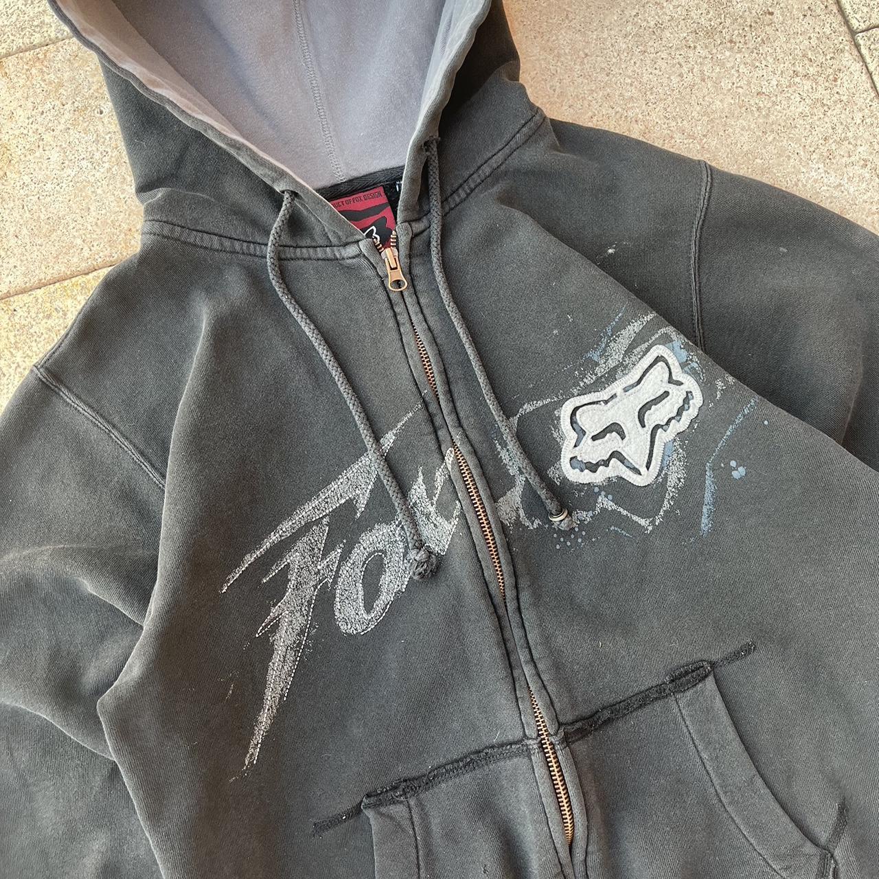 Vintage Y2K Fox Racing zip up hoodie. Size S. Super... - Depop