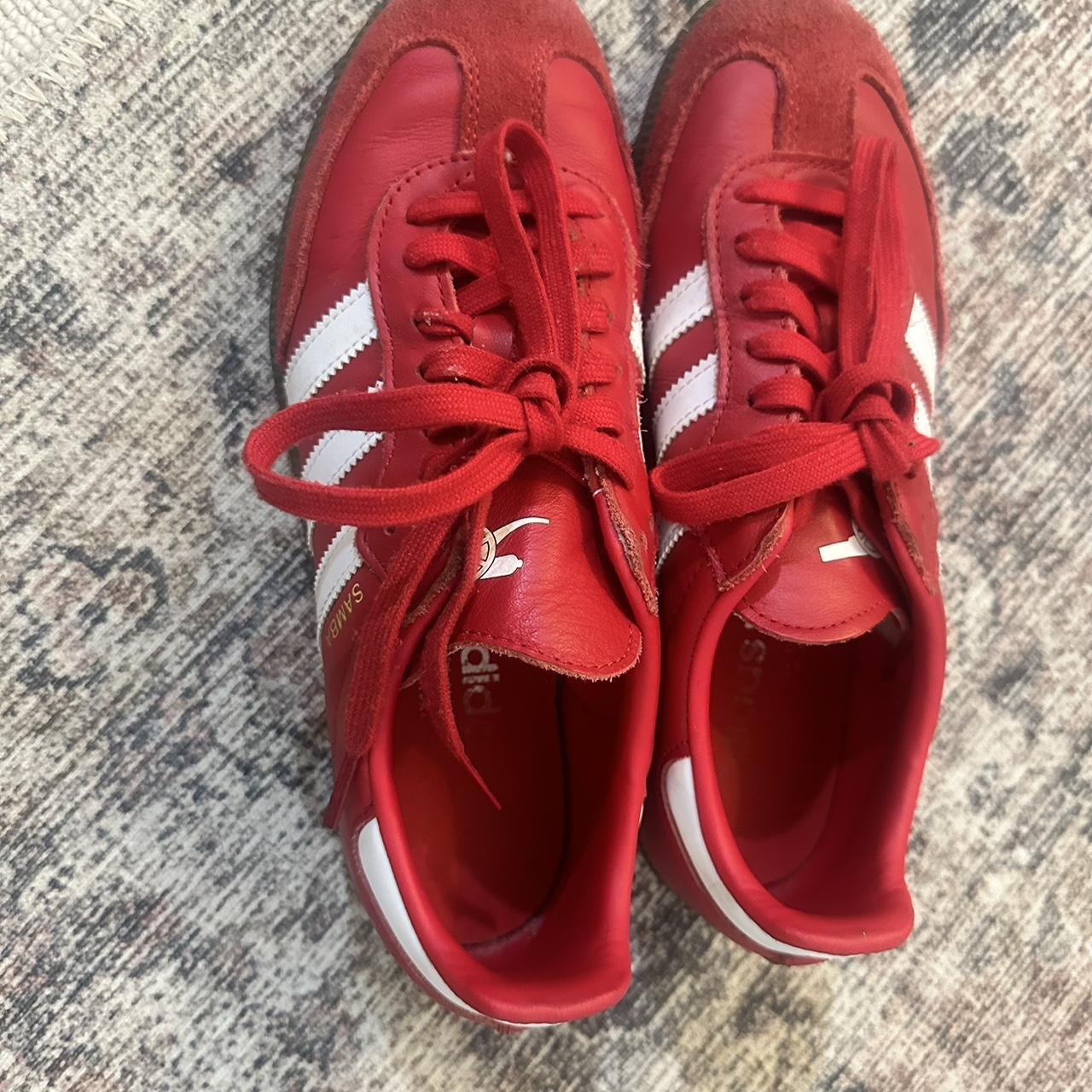 Red sambas arsenal soccer size 7 men’s and women’s 8.5 - Depop