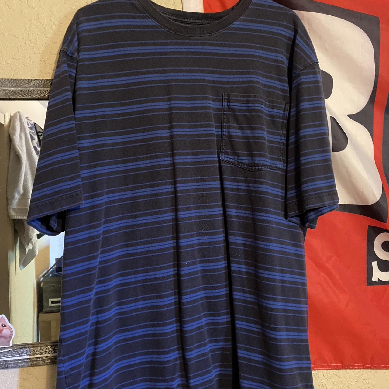 Stripped Blue Duluth Trading shirt - Depop