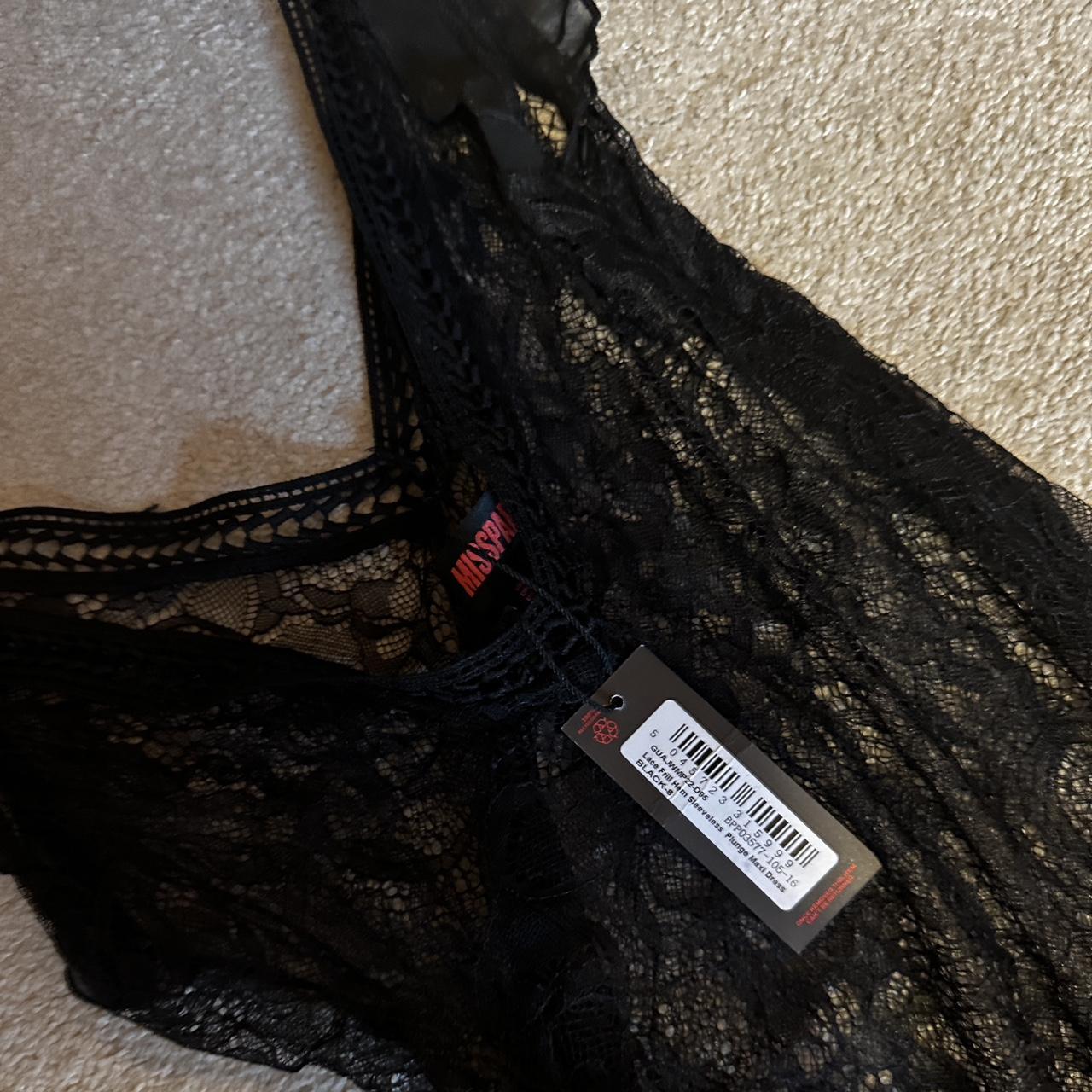 Miss pap black lace frill mesh maxi dress with split... - Depop