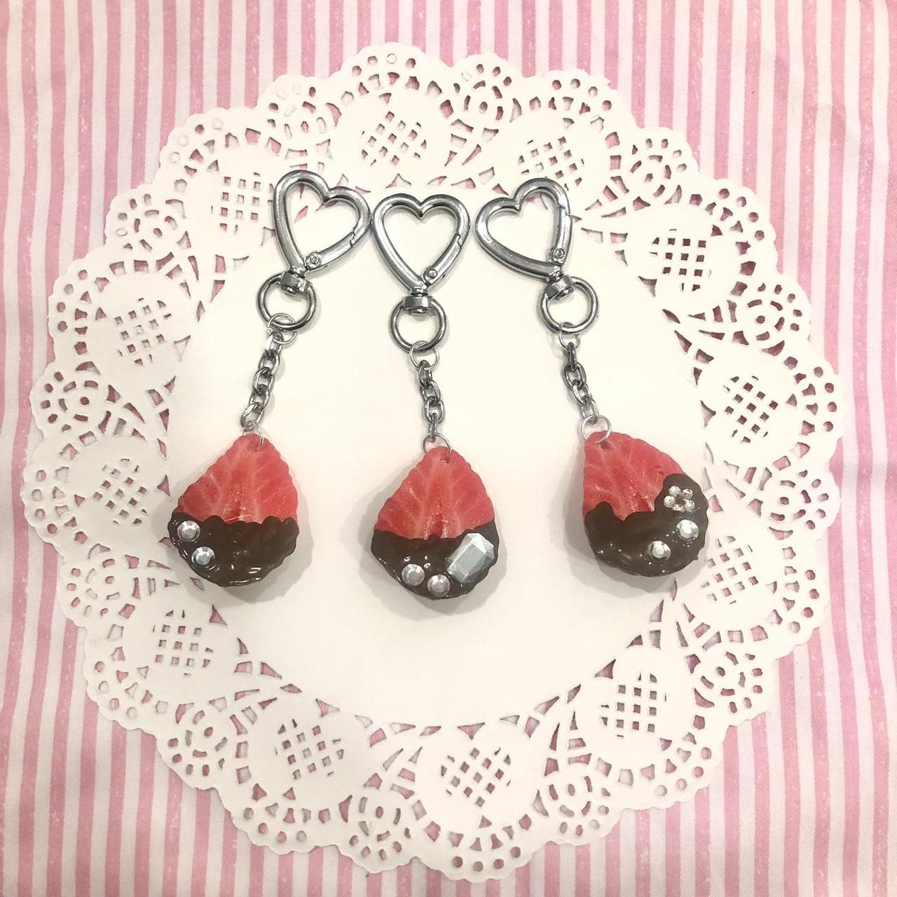 Chocolate strawberry heart keychains ♡ ━━━⊱⋆⊰━━━ ꔫ... | Depop
