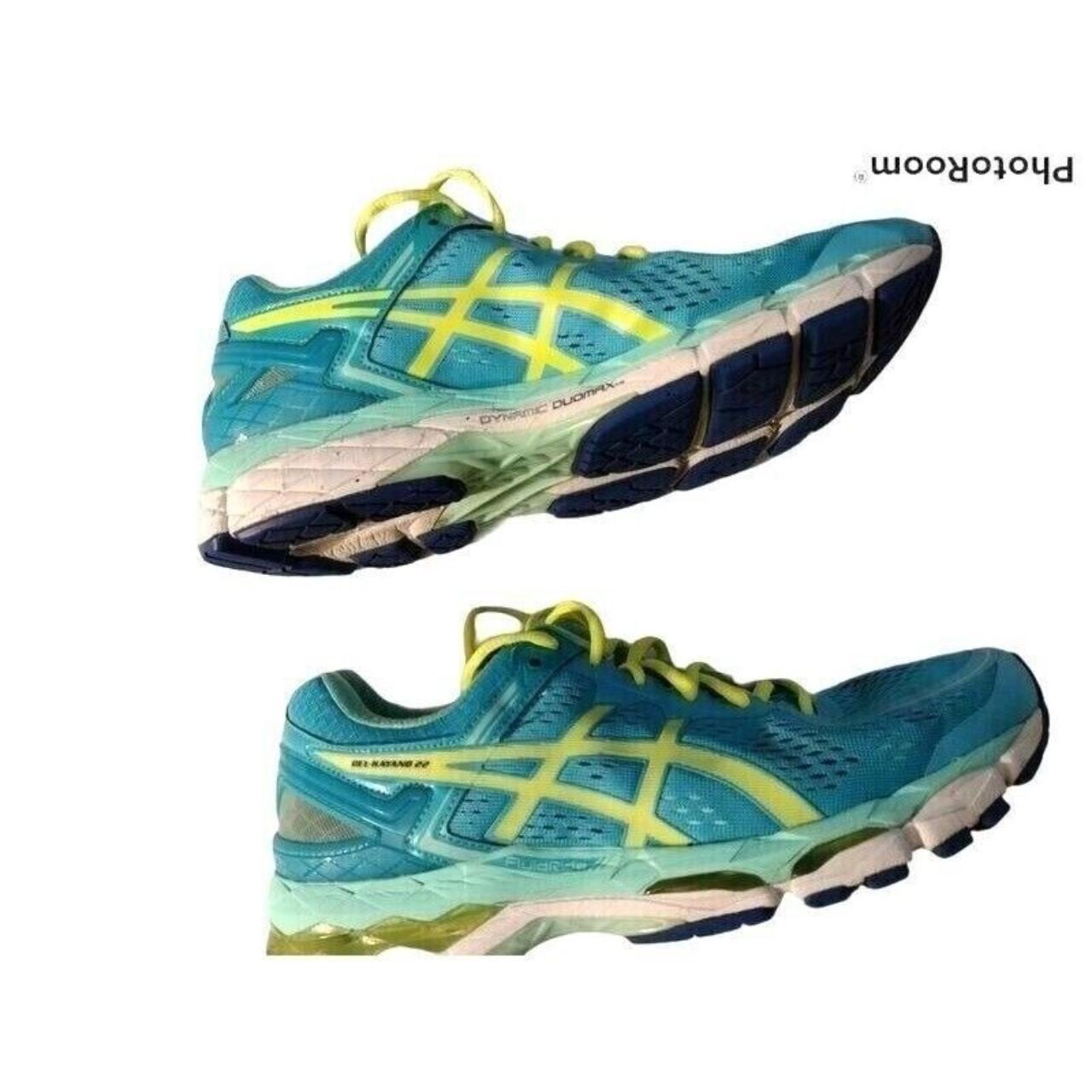 ASICS Gel-Kayano 22 Fluid Ride - T597N - Blue Yellow... - Depop