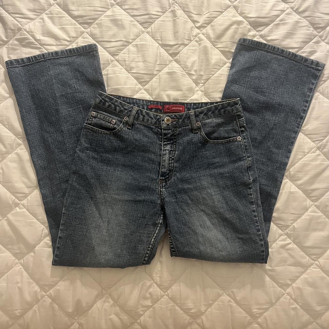 stretch blue jeans brand: arizona tag: size 14 fits... - Depop