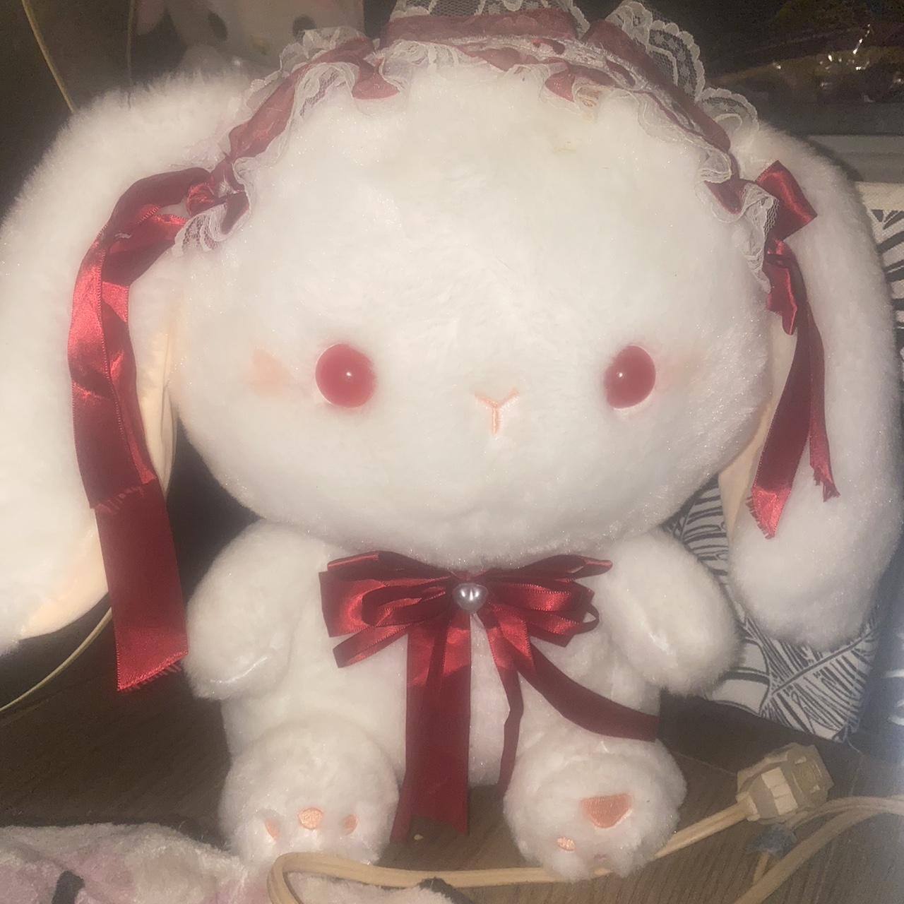 cute red bunny plushie stuffed animal - Depop