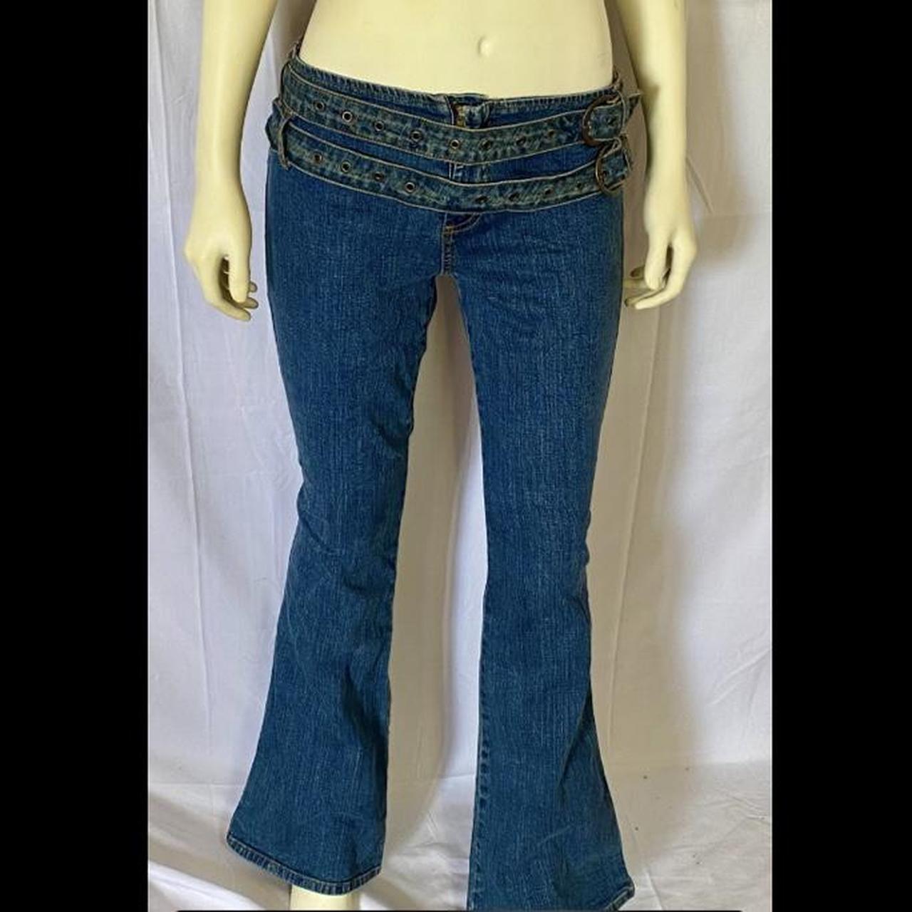 These 90s low rise flare jeans look like they are... | Depop