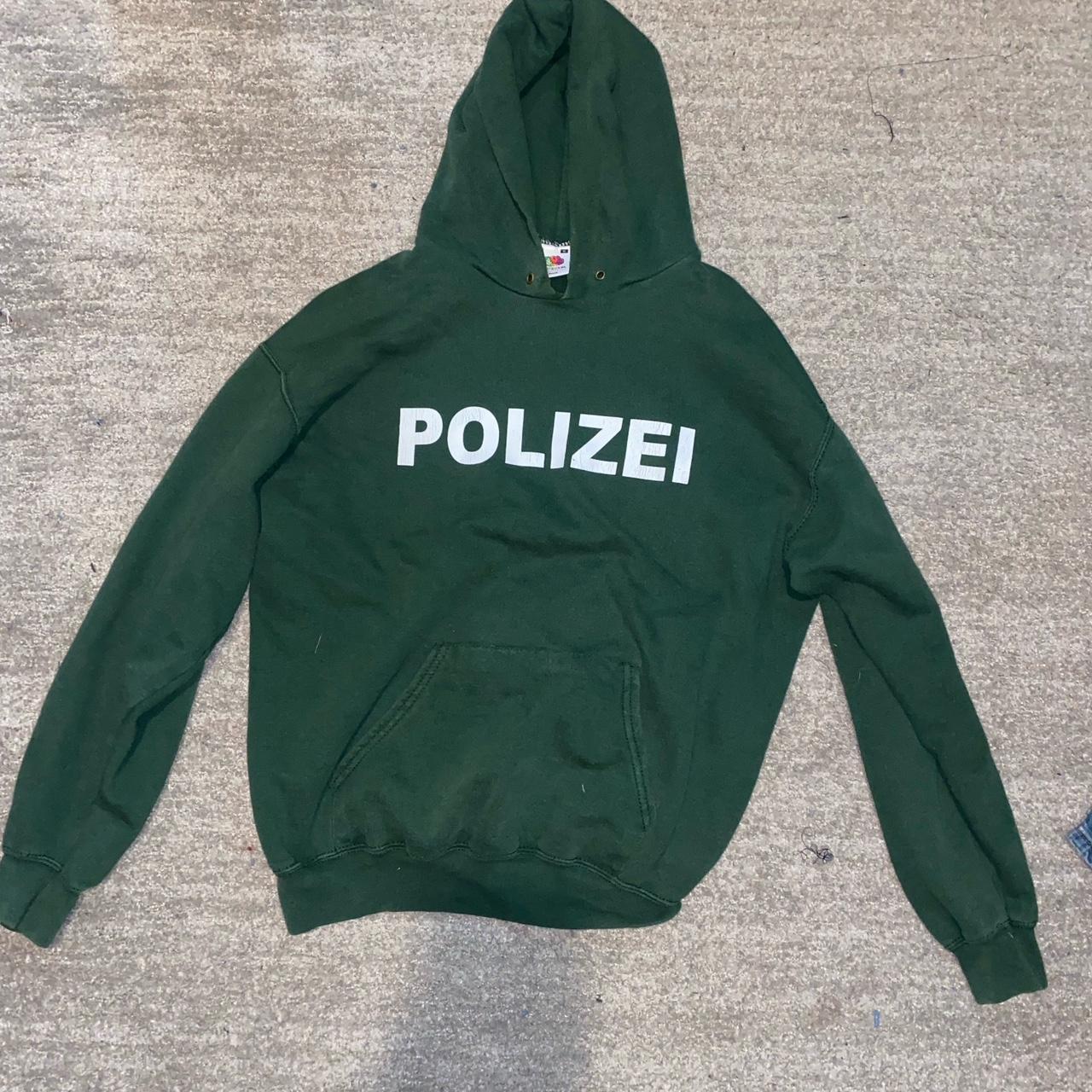 Vintage polizei hoodie Distressed from wear has a... - Depop