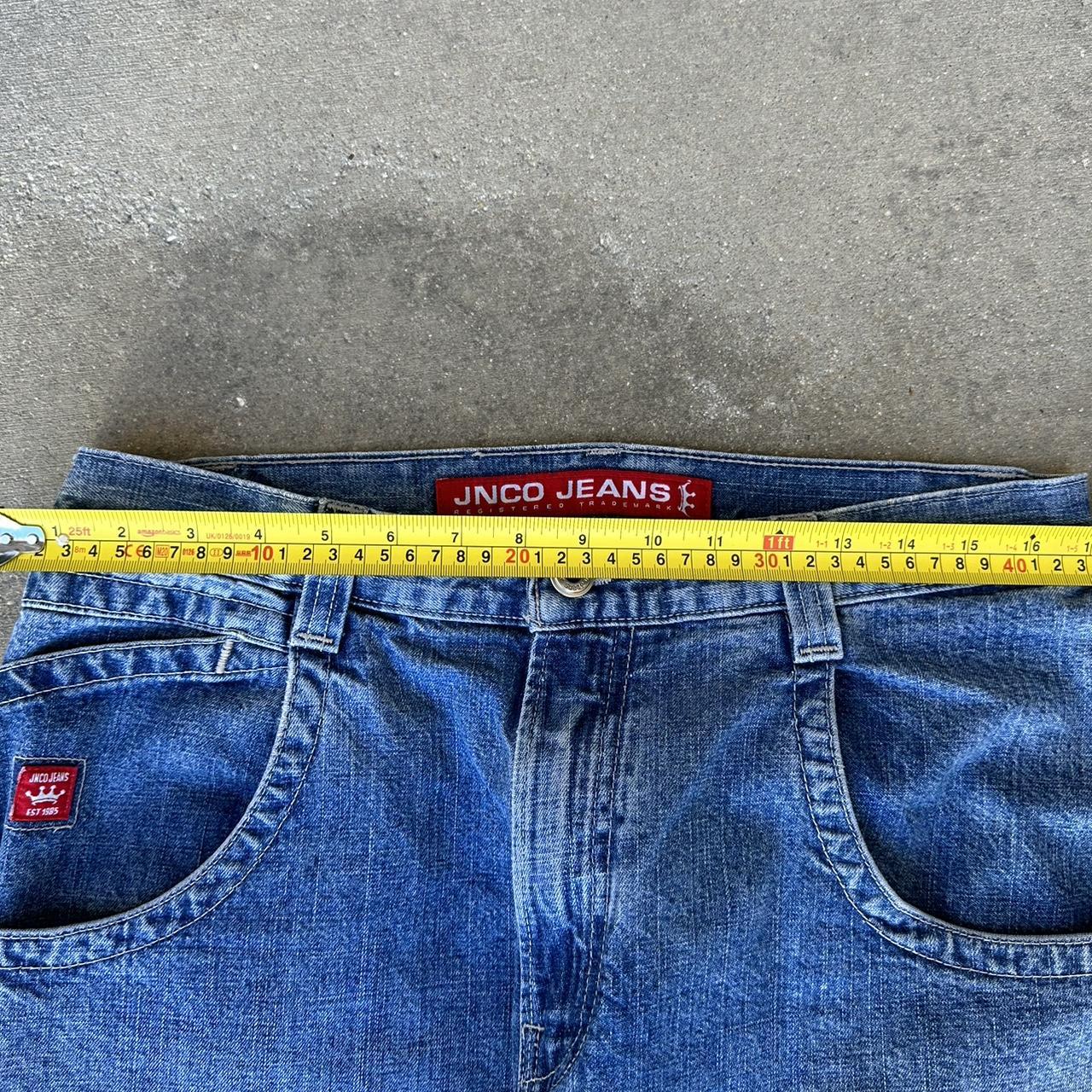 JNCO FLAMING SKULLS 90s Jeans 34x32 Measurements... - Depop