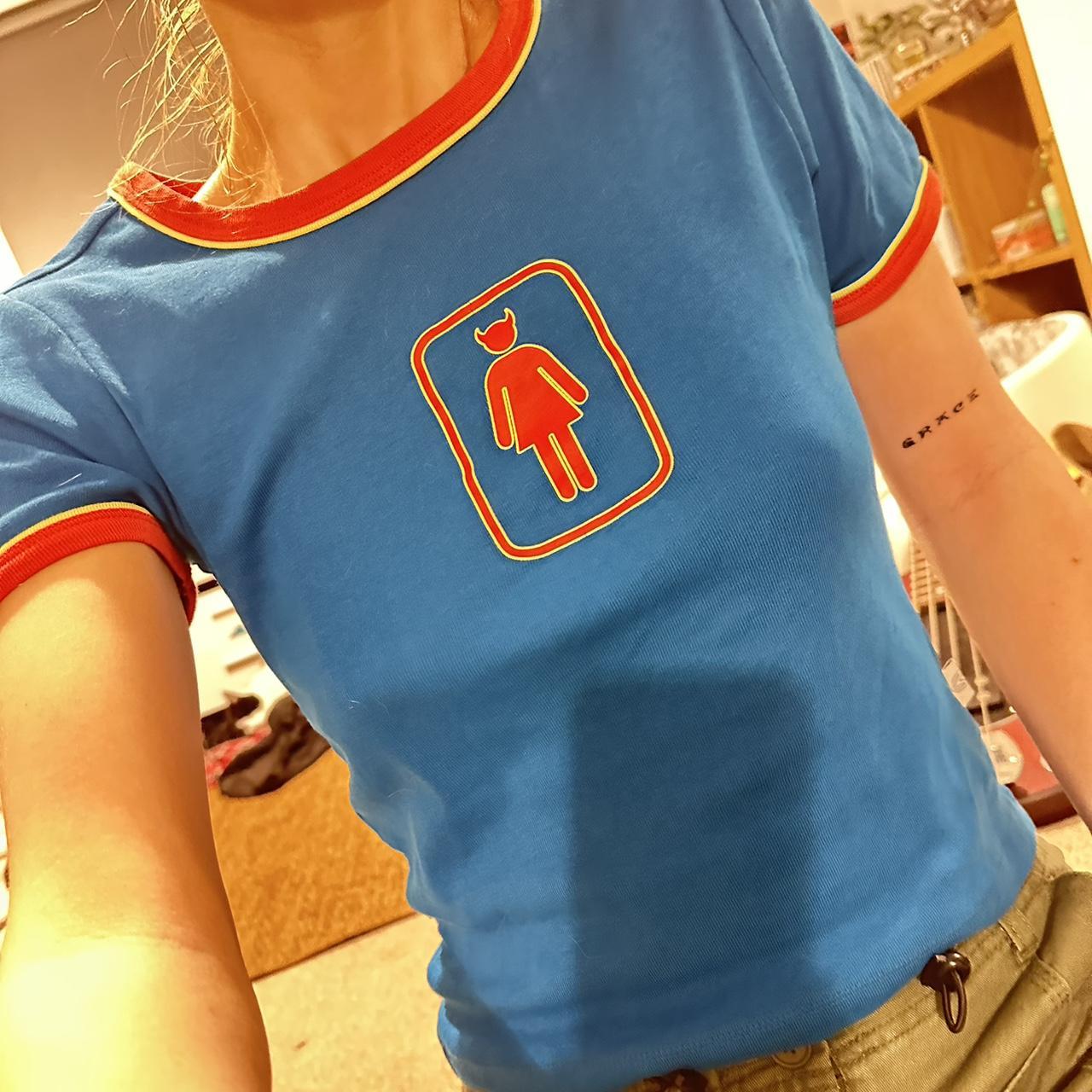 Basic pleasure mode ‘she devil’ ringer Baby tee from... - Depop