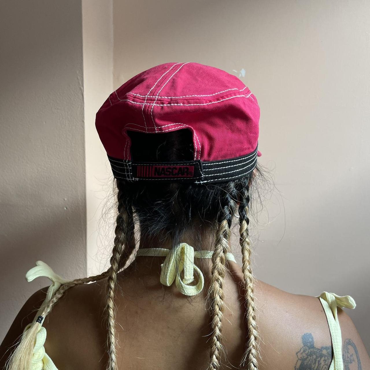 Y2k Grunge Pink Newsboy Hat 2000s Nascar Pink... - Depop