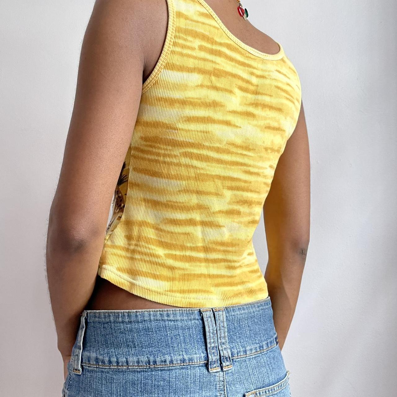 Y2k Beaded Yellow Floral Top Size... - Depop