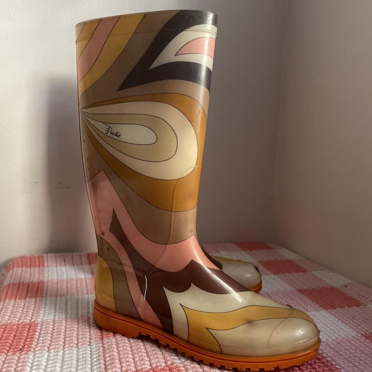 Emilio Pucci Printed rain boots Size... - Depop